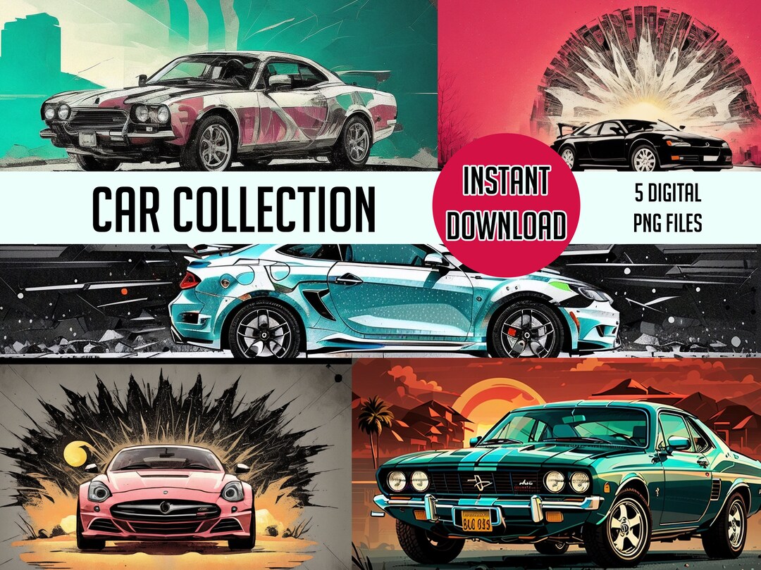 5 Car PNG Illustrations Digital Designs and Illustrations - Etsy