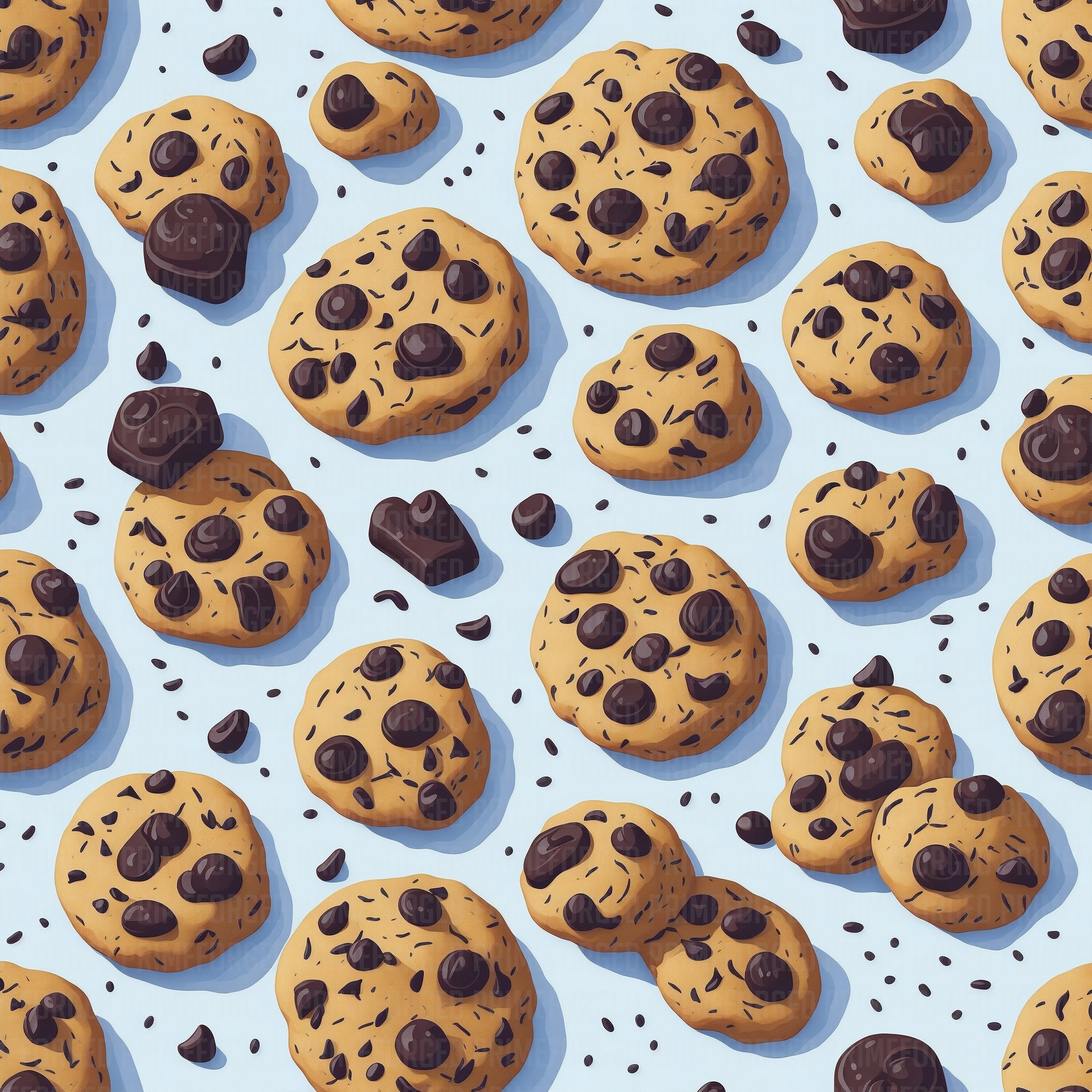 5 Chocolate Chip Cookie PNG Patterns - Digital Designs and ...