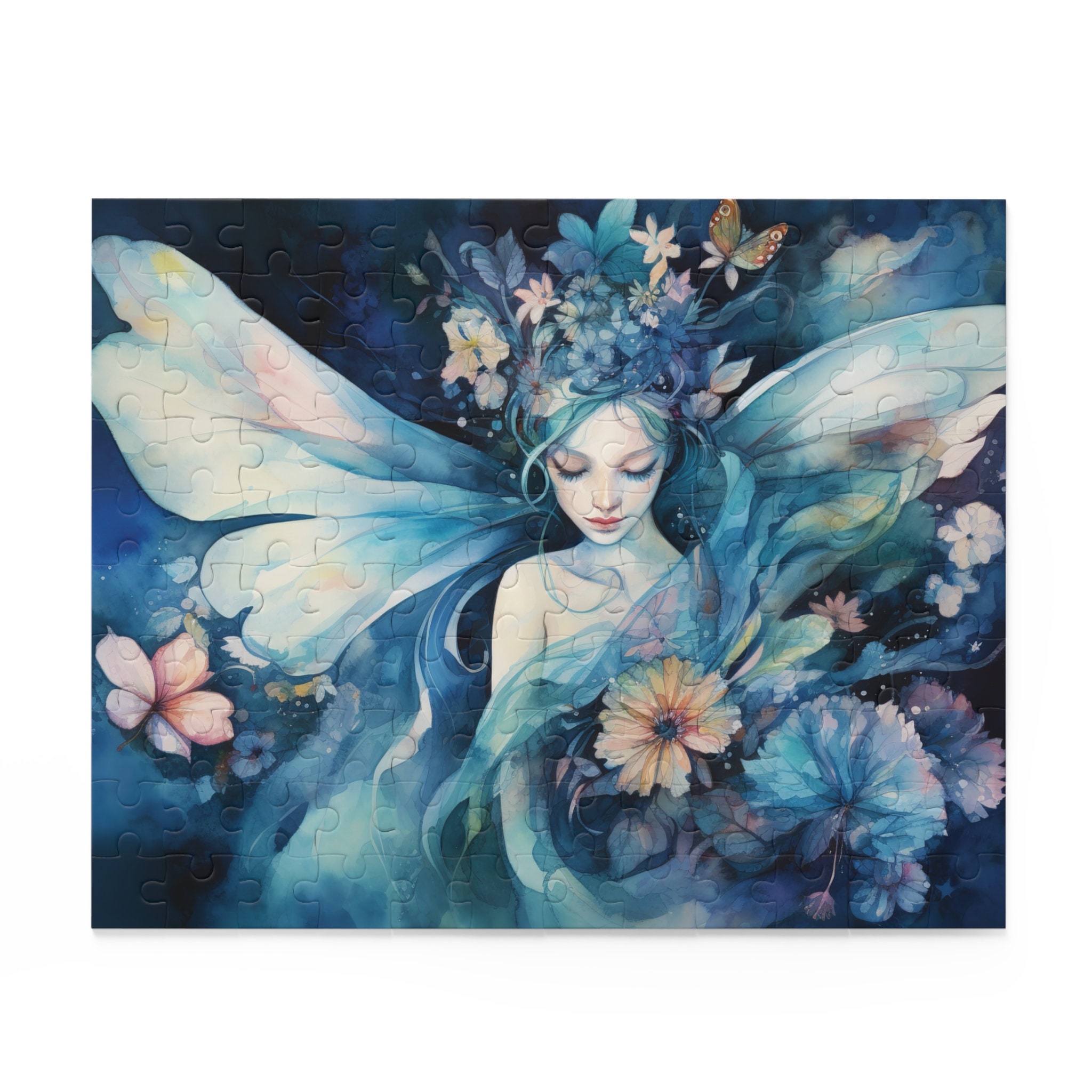 Blue Flower Fairy Puzzle Gift Fairy Tale Magical Blue Fae Jigsaw Puzzle ...