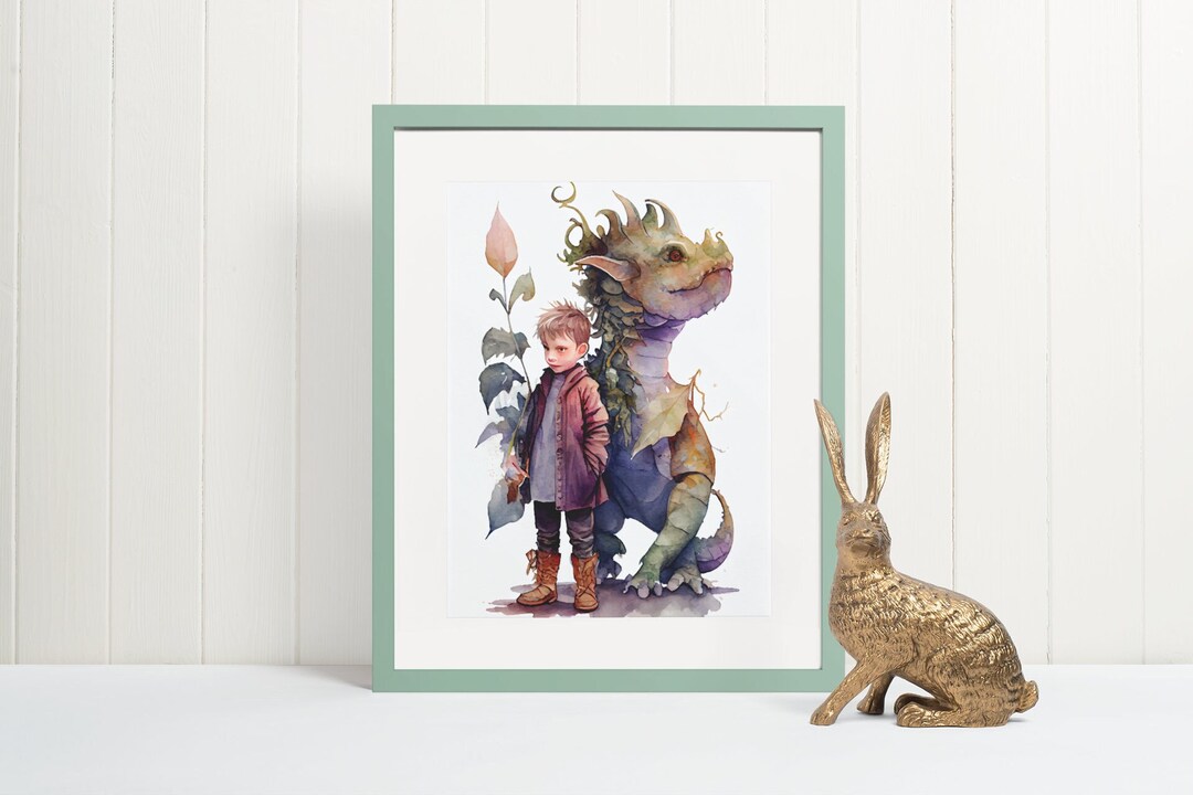 Dragon With Boy Child Poster Print Children's Room Decor Baby Boy ...