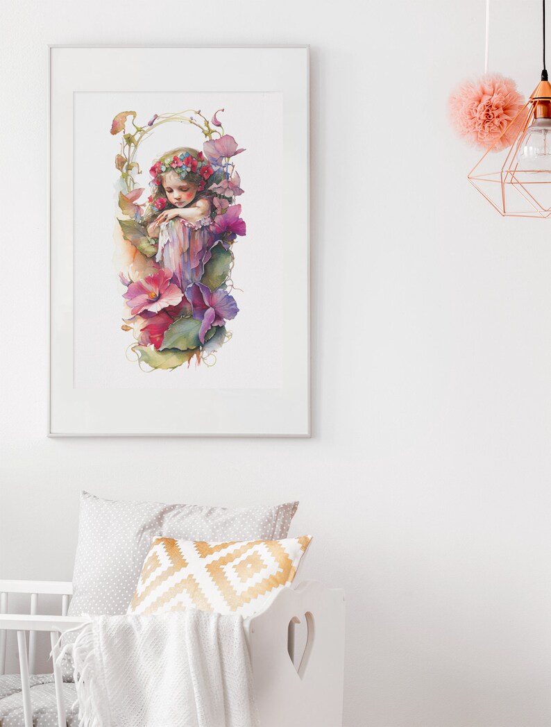 Sweet Pea Flower Fairy Child Poster Print April Birth Month Flower ...