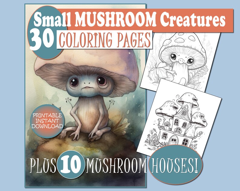 Enchanted Forest Fantasy Mushroom Coloring Pages Printable Woodlands ...