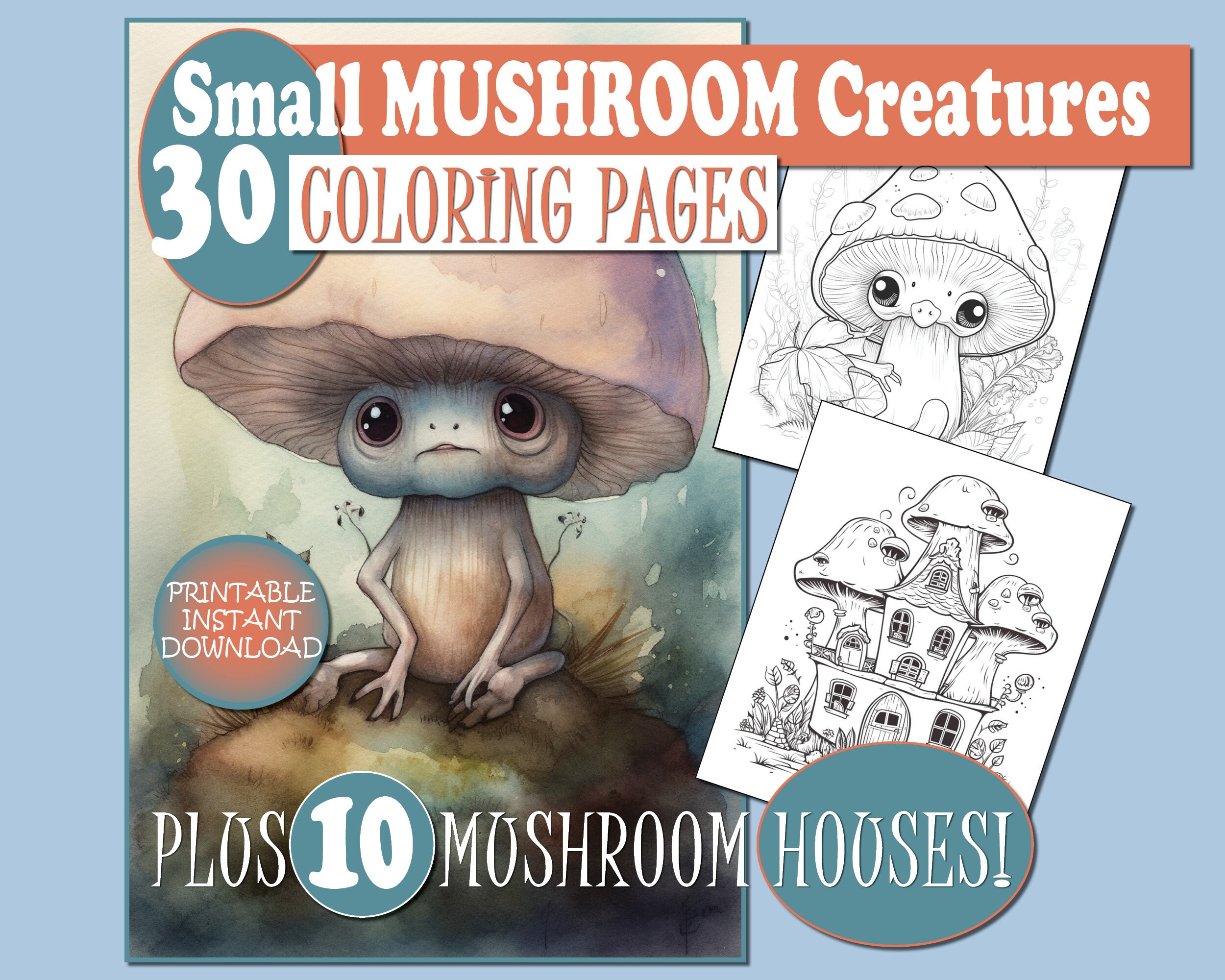 Enchanted Forest Fantasy Mushroom Coloring Pages Printable Woodlands ...