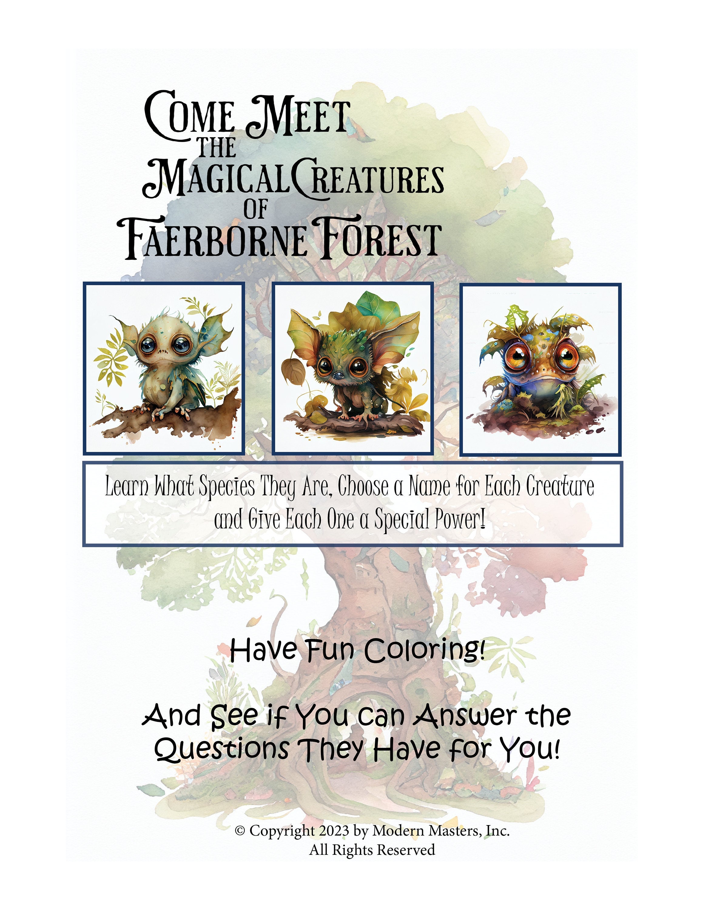 Enchanted Forest Creatures Coloring Book Kids Journal - Etsy