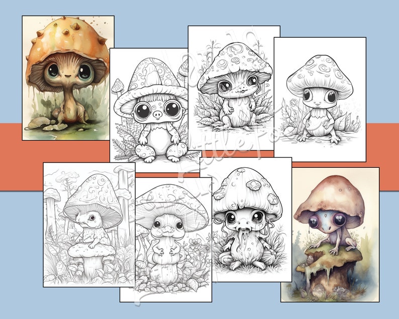Enchanted Forest Fantasy Mushroom Coloring Pages Printable Woodlands ...