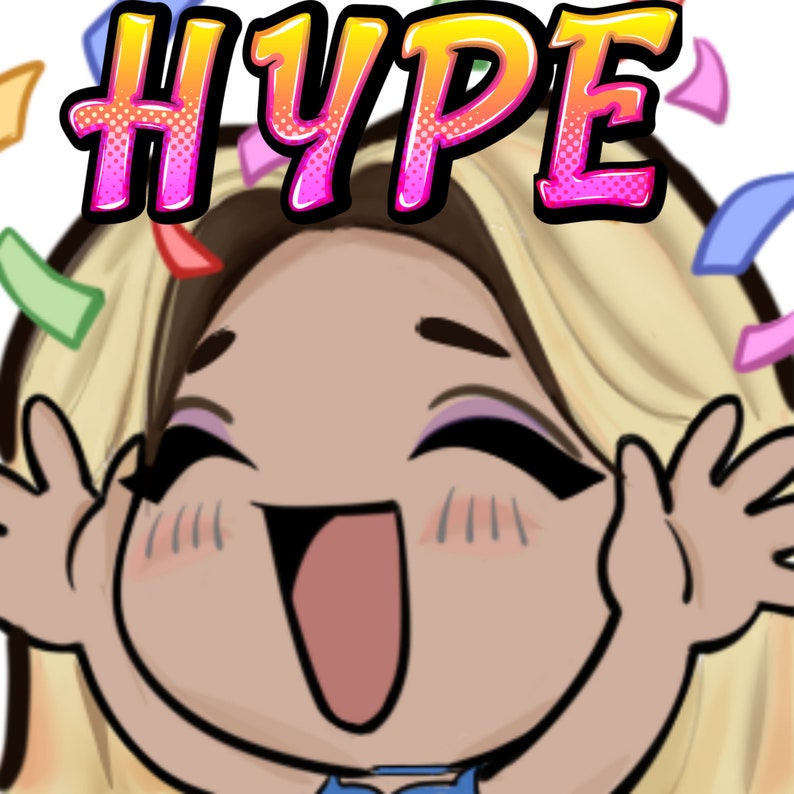 Chibi-style Blonde Hair Hype Emote for Twitch and Discord - Etsy