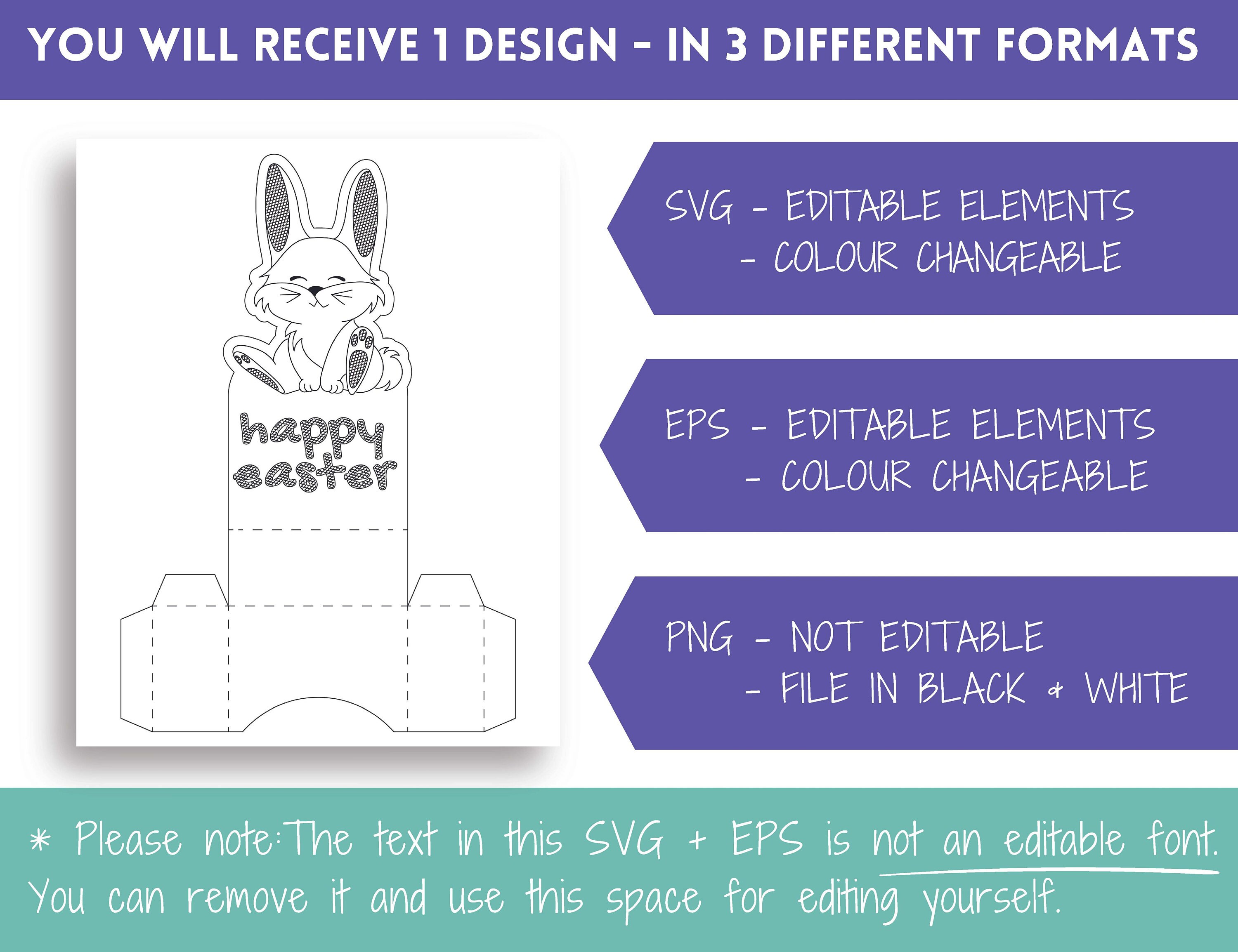 Easter Bunny Treat Box Template SVG PNG EPS Instant Digital Download ...