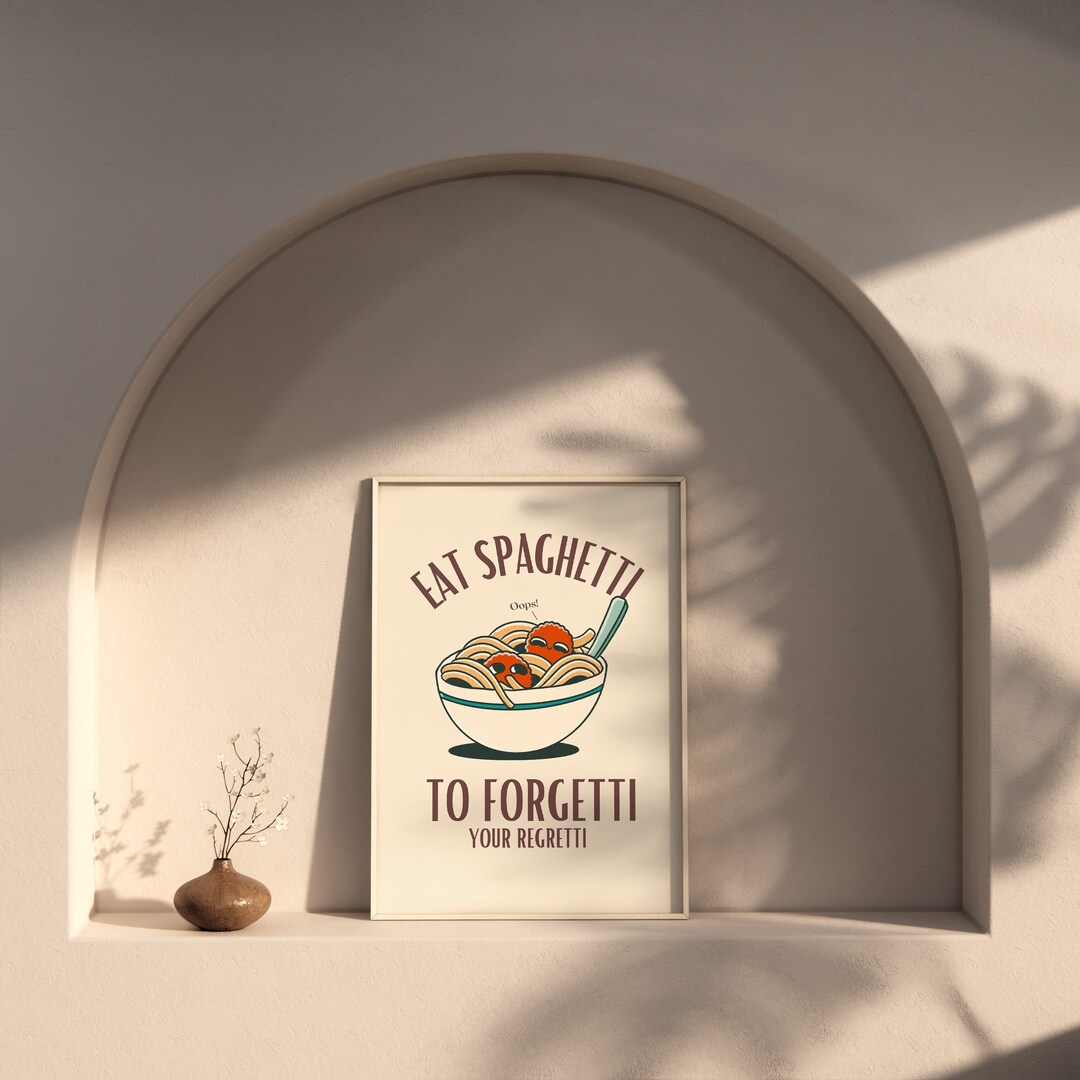 Spaghetti Regretti Wall Art, Digital Wall Art, Retro Wall Art ...
