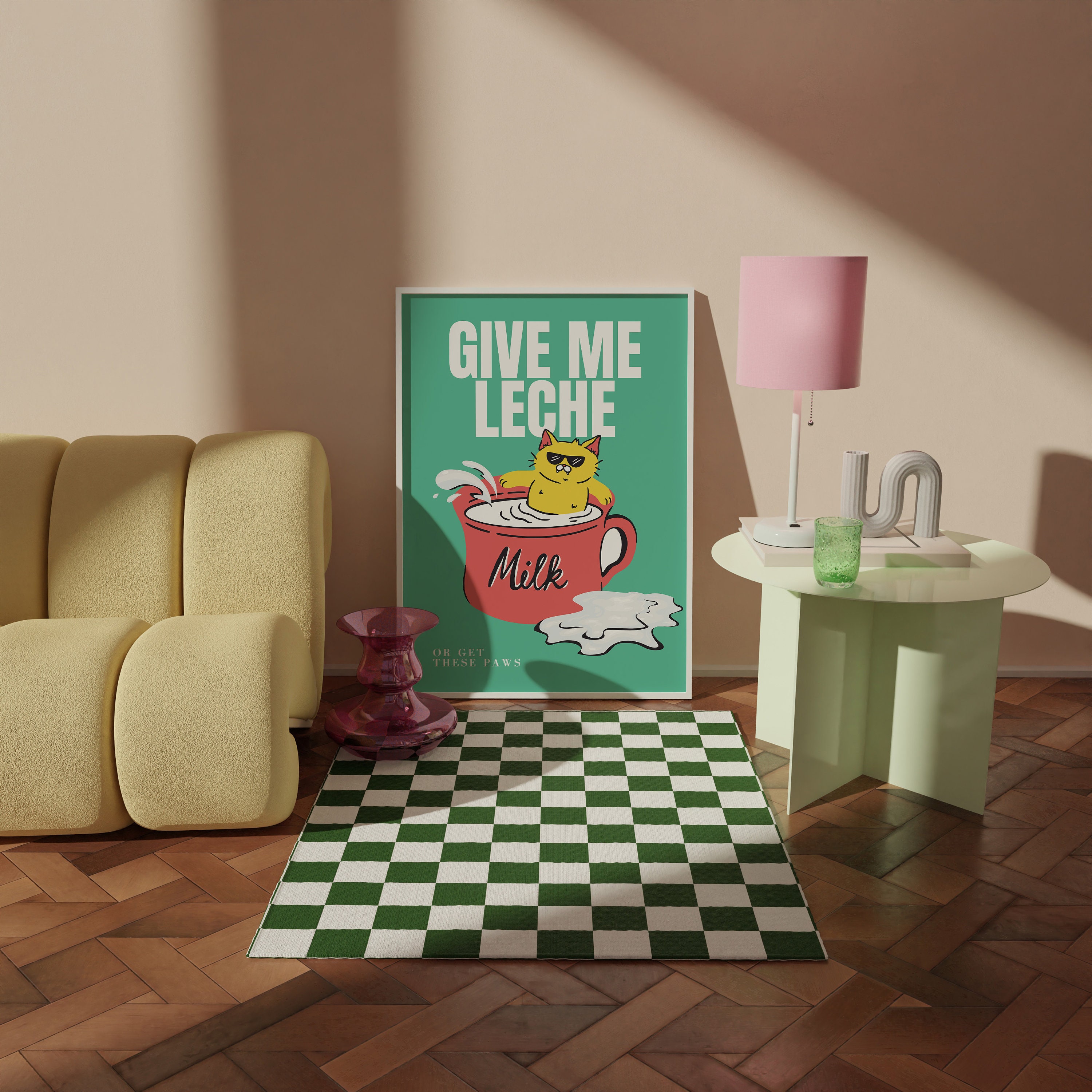 Leche Cat Wall Art Funny Cat Art Cat Lover Poster Cat Wall - Etsy