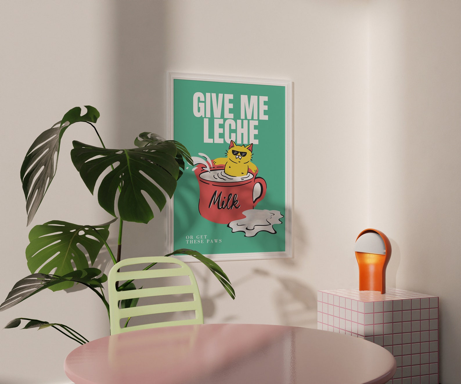 Leche Cat Wall Art Funny Cat Art Cat Lover Poster Cat Wall - Etsy