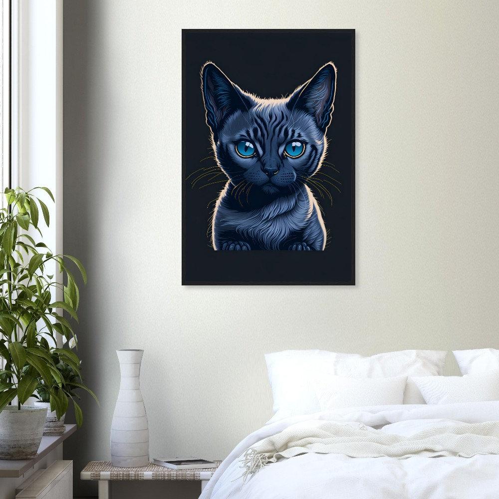 Cat Art Print Framed Cat Wall Art Cute Kitten Cartoon - Etsy