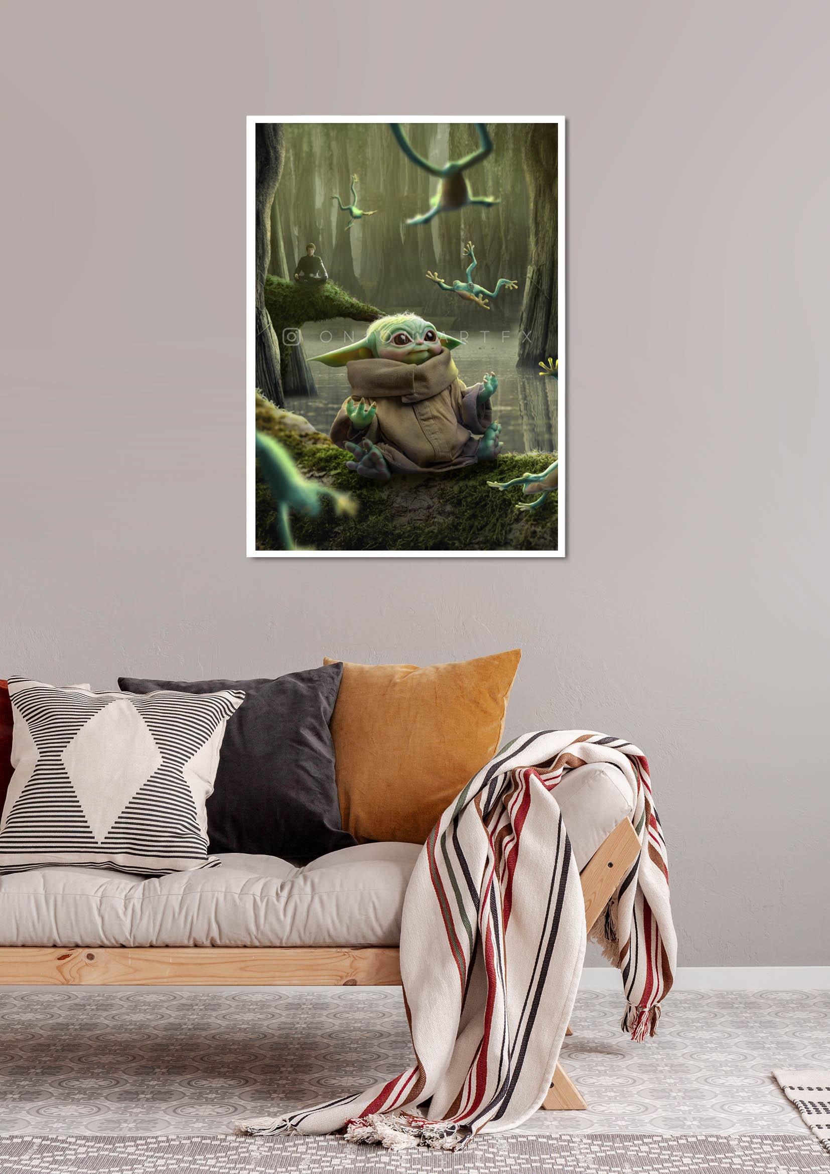 Star Wars Grogu and Luke Skywalker Poster, Fully Printed Mandalorian ...