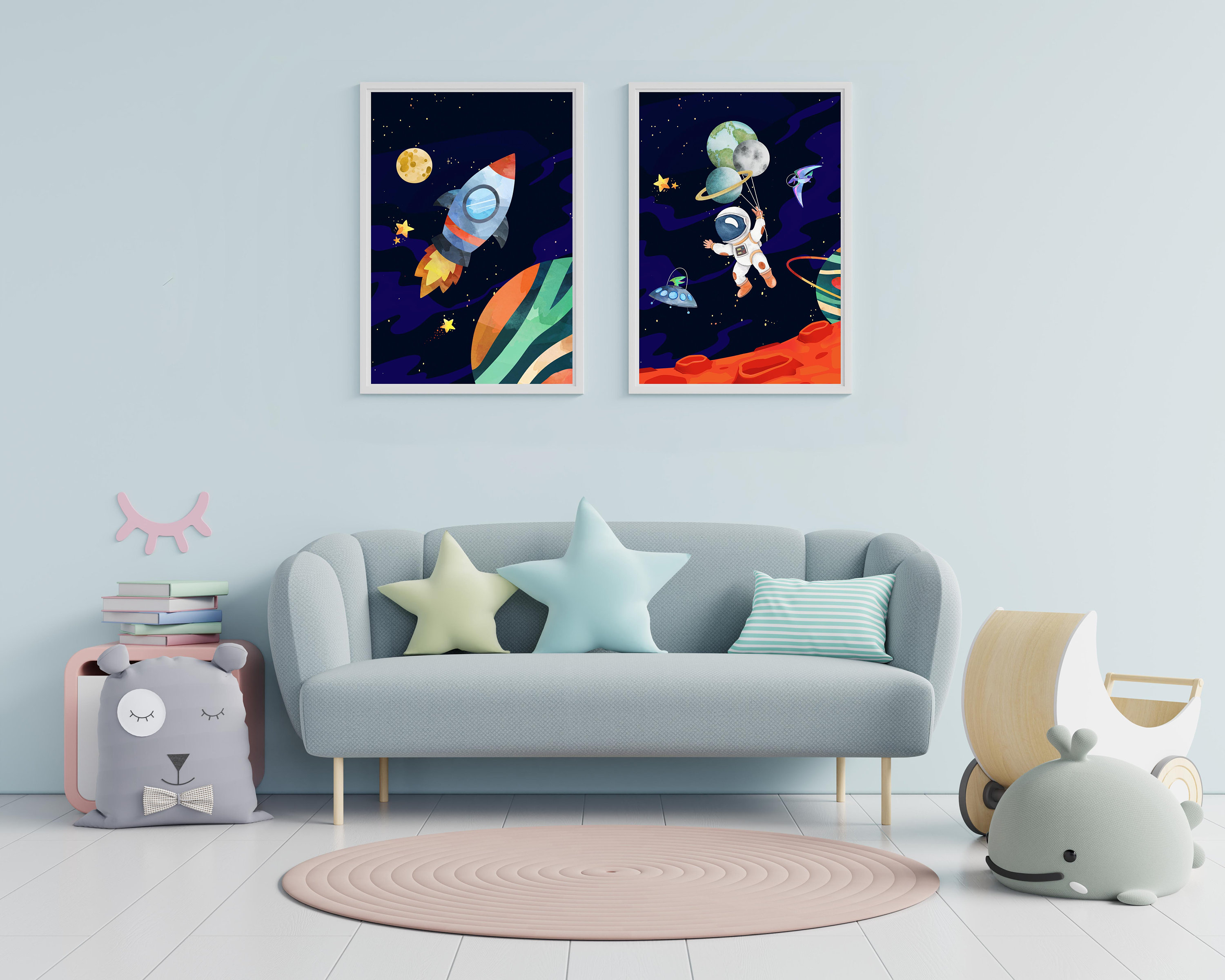Rocket Ship Prints, Planets Prints, Nursery Wall Art, Outer Space ...