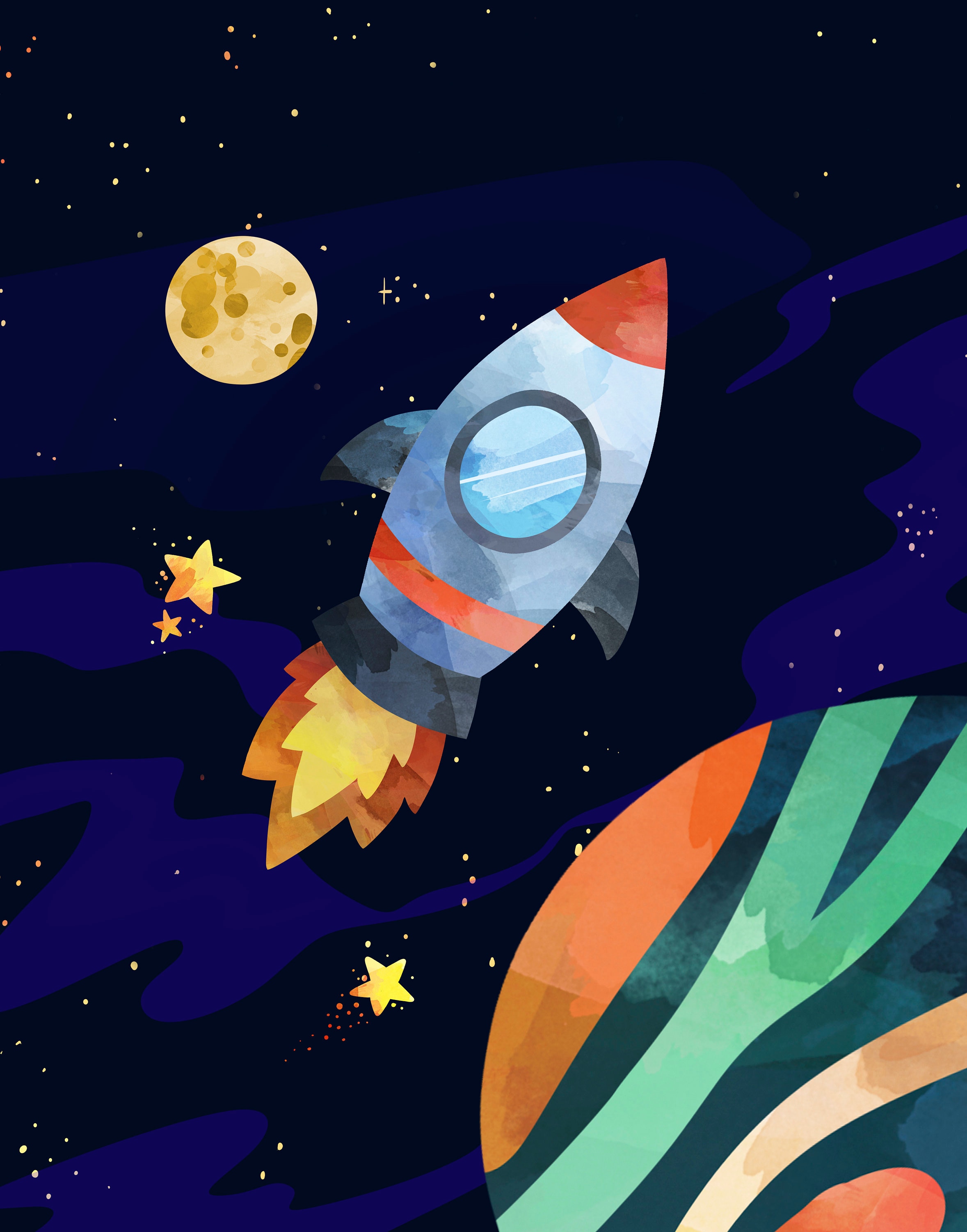Rocket Ship Prints, Planets Prints, Nursery Wall Art, Outer Space ...