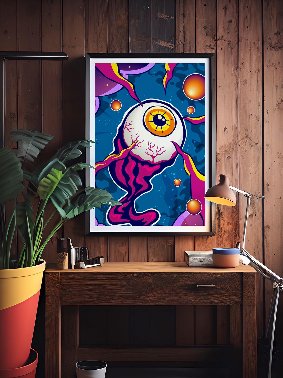 Colorful Eye Sci Fi Digital Art Poster, Vibrant Eye Artwork Wall Art ...