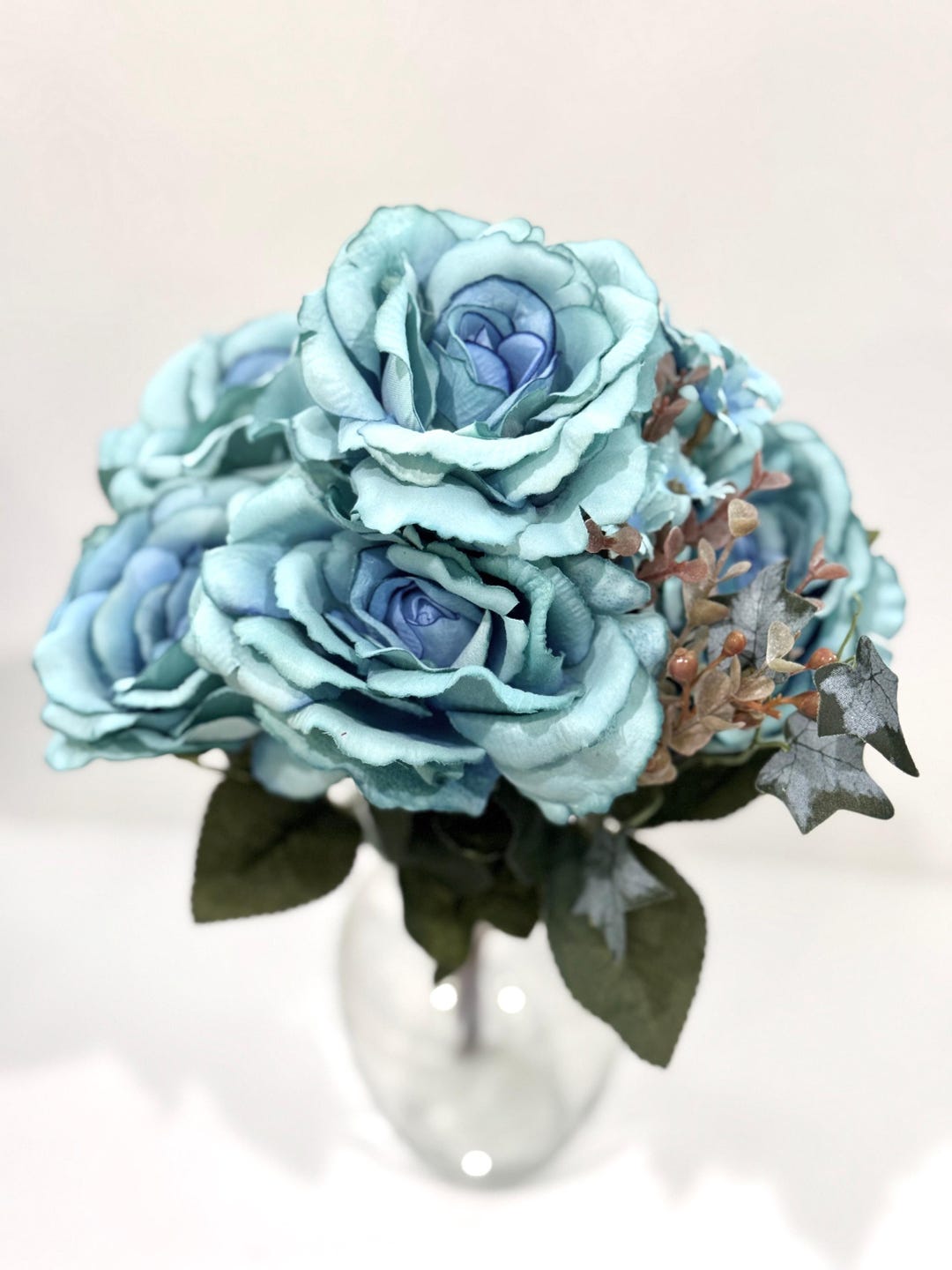 19 Inch Artificial Rose Bush Teal Blue (silk) - Etsy