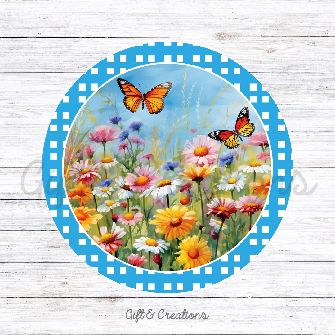 Butterfly and Flower Metal Sign - Made in USA - Wreath Sign Perfect for ...