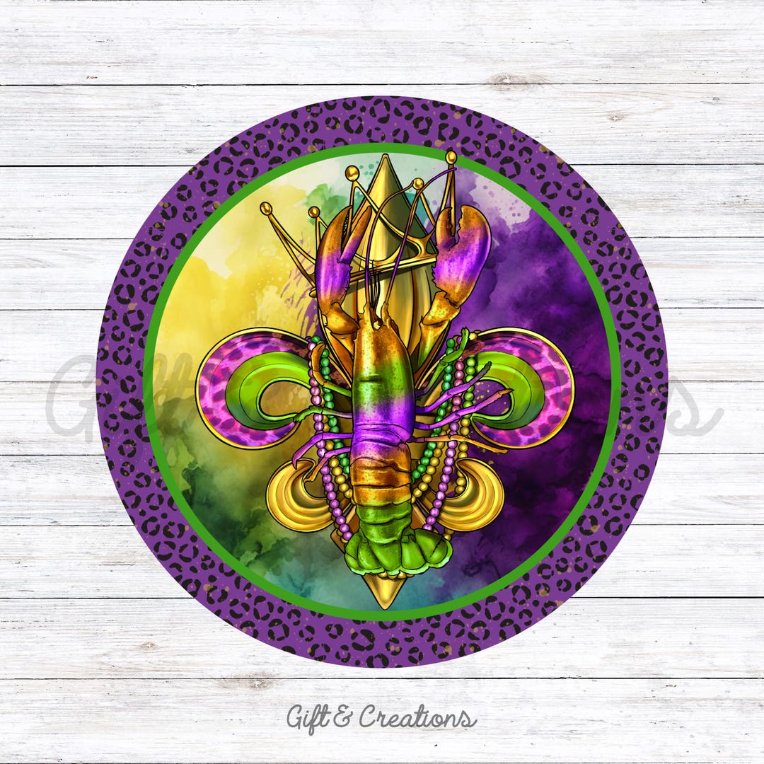Mardi Gras Crown Crawfish Metal Sign Made in USA for Wreath Festive ...