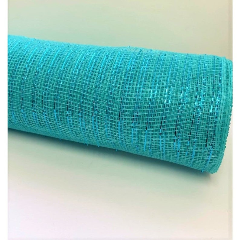 Aqua Blue Deco Mesh Wrap Metallic Stripes 21 Inch X 10 Yards - Etsy Aqua Blue Deco Mesh Wrap Metallic Stripes 21 Inch X 10 Yards - Etsy