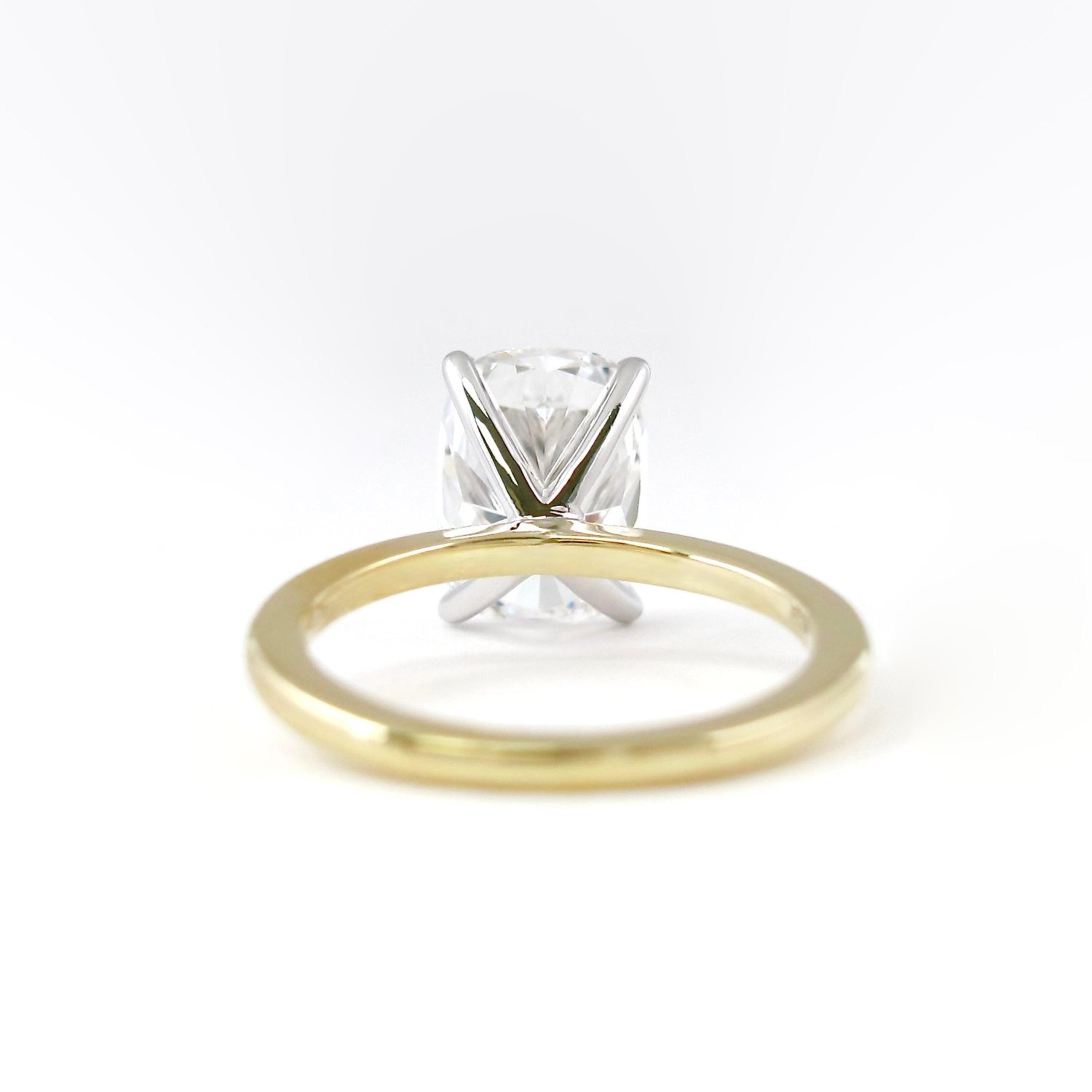 2 Carat Elongated Cushion Cut Wedding Ring Dual Tone Wedding Ring Lab ...