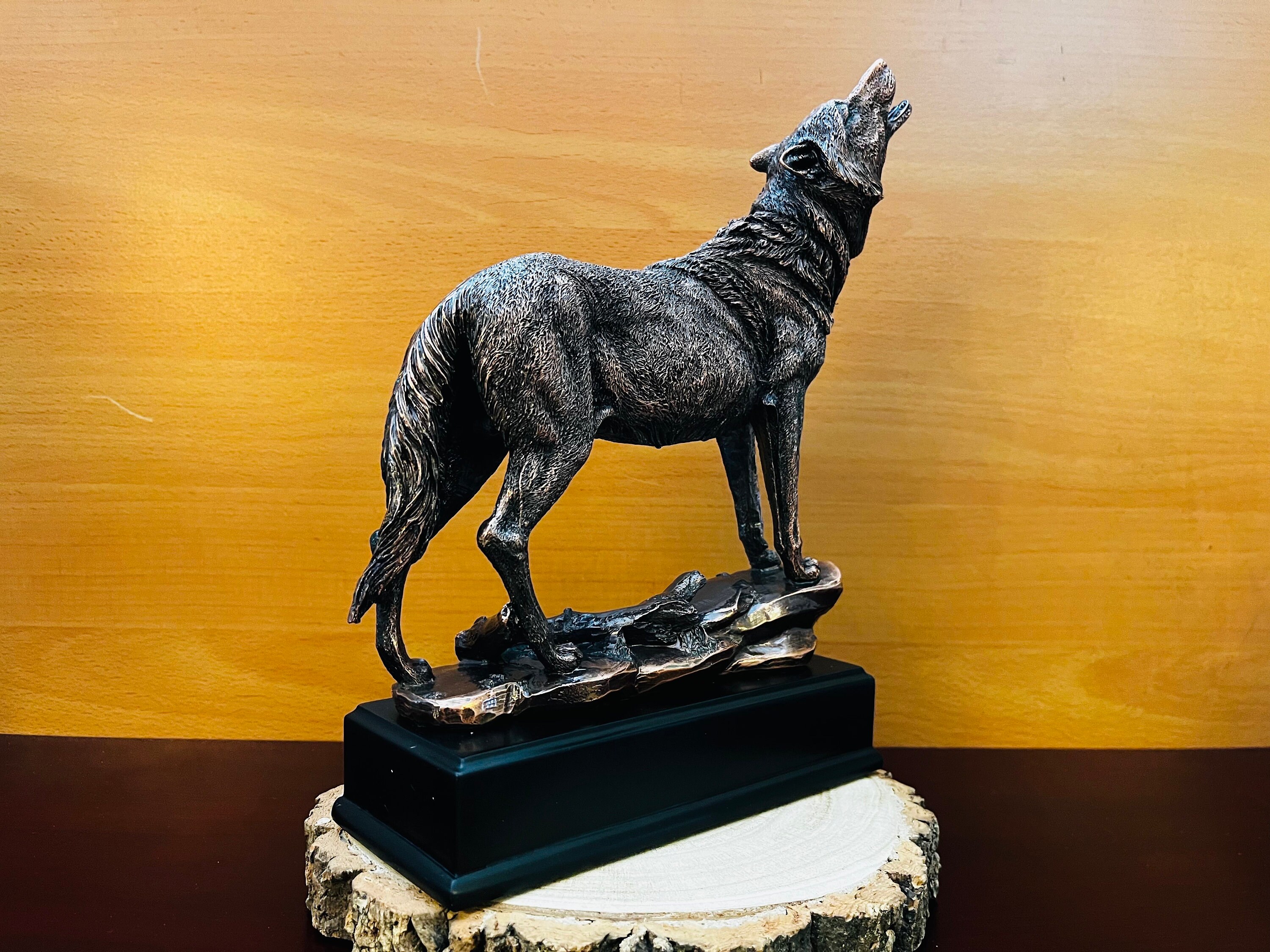 Bronze Wolf Sculpture on Base, Blank for Home and Office Decor, Add ...