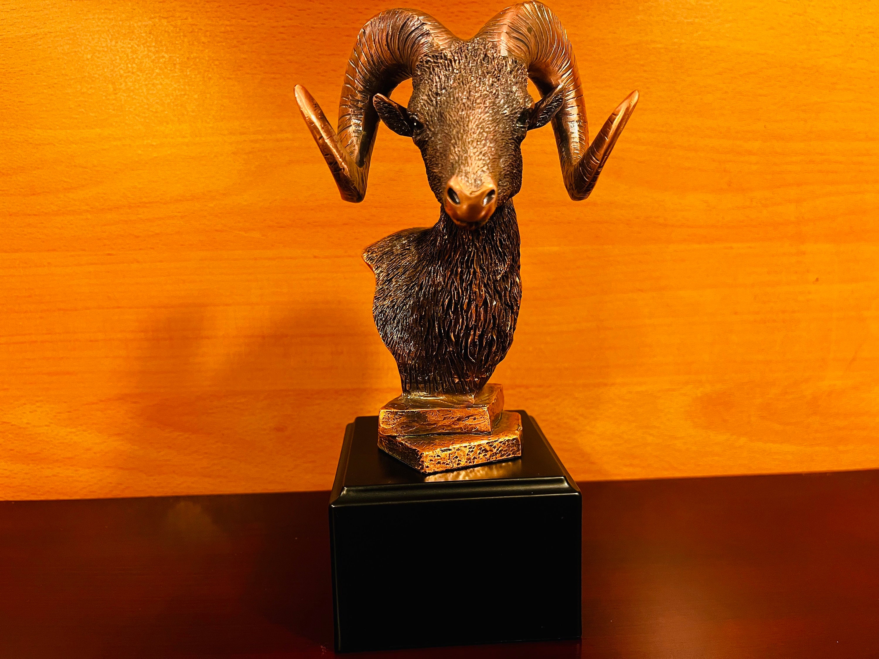 Bronze Ram Sculpture on Base, Blank for Home and Office Decor, Add ...
