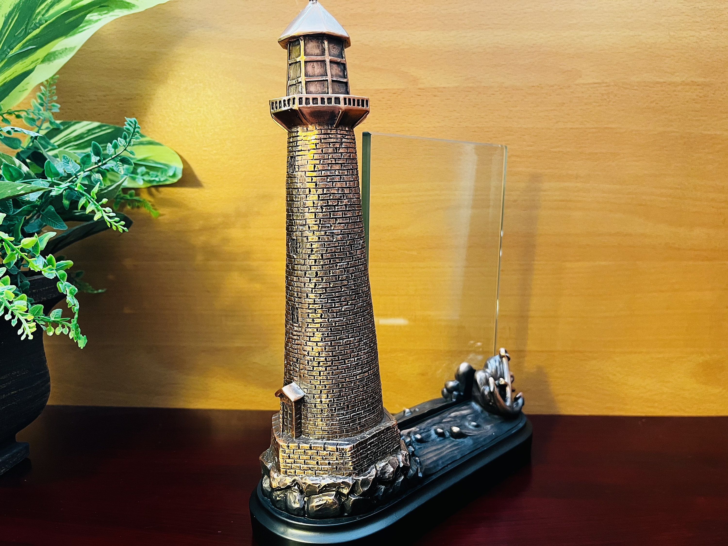 Bronze Lighthouse Sculpture With 5w X 7h Glass, Blank for Home Decor ...