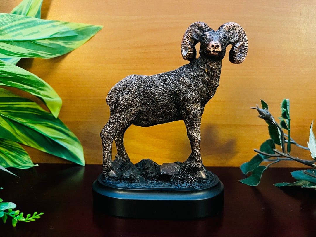 Bronze Ram Sculpture on Base, Blank for Home and Office Decor, Add ...