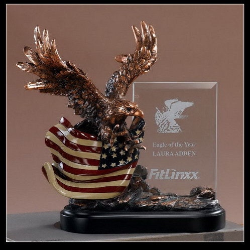Bronze Eagle US Flag Sculpture With 4w X 6h Glass, Blank for Home Decor ...