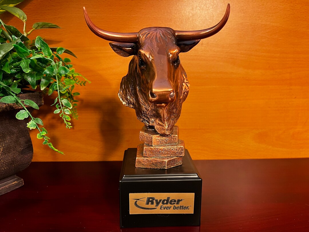 Bronze Bull Head Sculpture on Base, Blank for Home and Office Decor ...