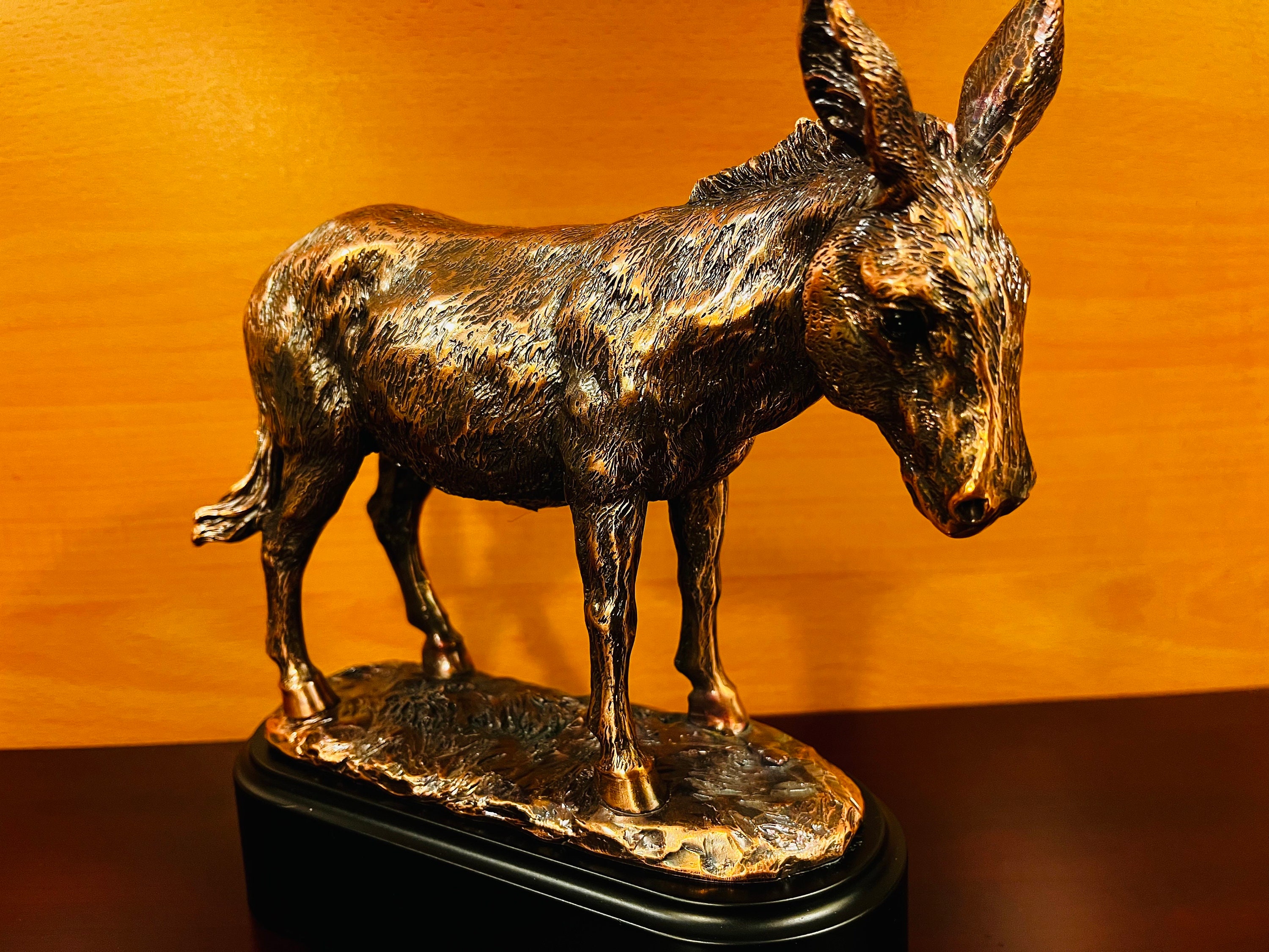 Bronze Finish Donkey Sculpture on Base, Blank for Home and Office Decor ...