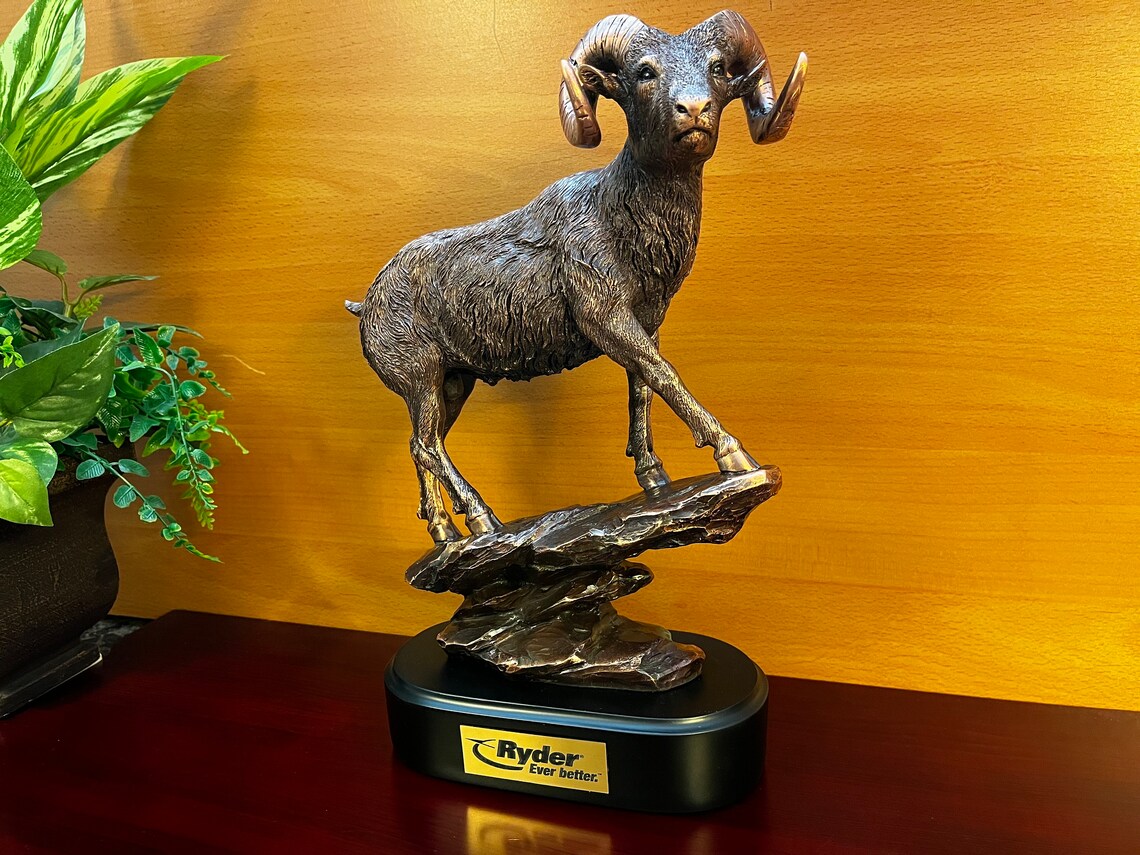Bronze Ram on Rock Sculpture, Blank for Home and Office Decor, Add ...