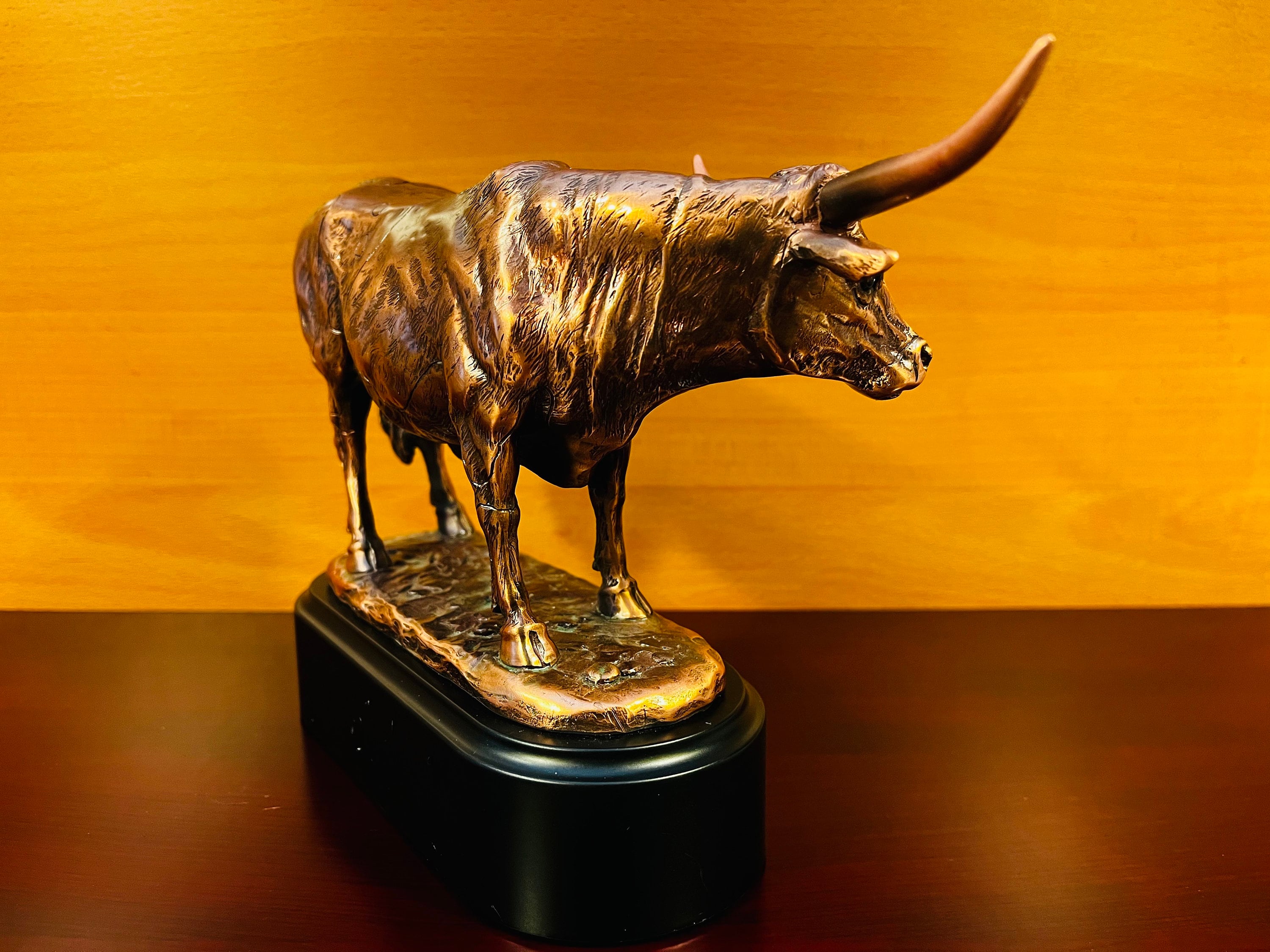 Bronze Longhorn Sculpture on Base, Blank for Home and Office Decor, Add ...