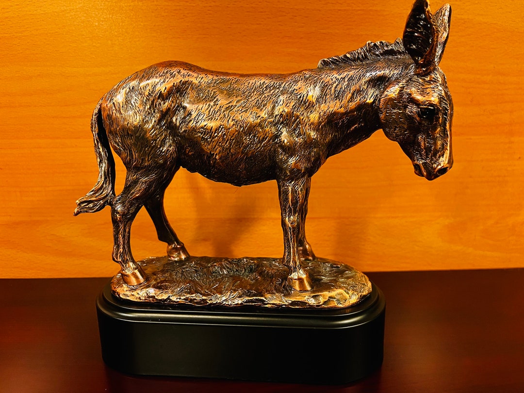 Bronze Finish Donkey Sculpture on Base, Blank for Home and Office Decor ...
