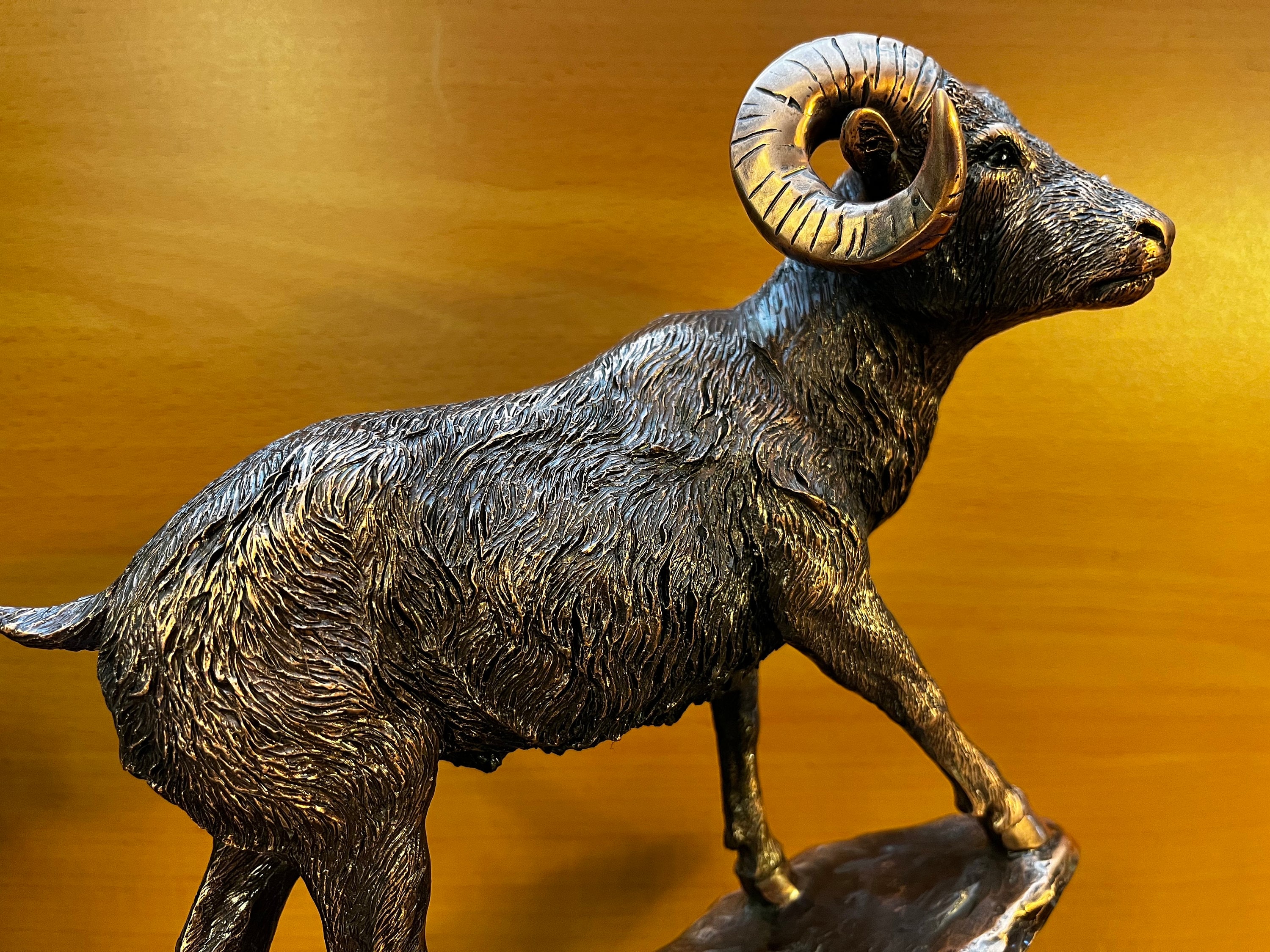 Bronze Ram on Rock Sculpture, Blank for Home and Office Decor, Add ...