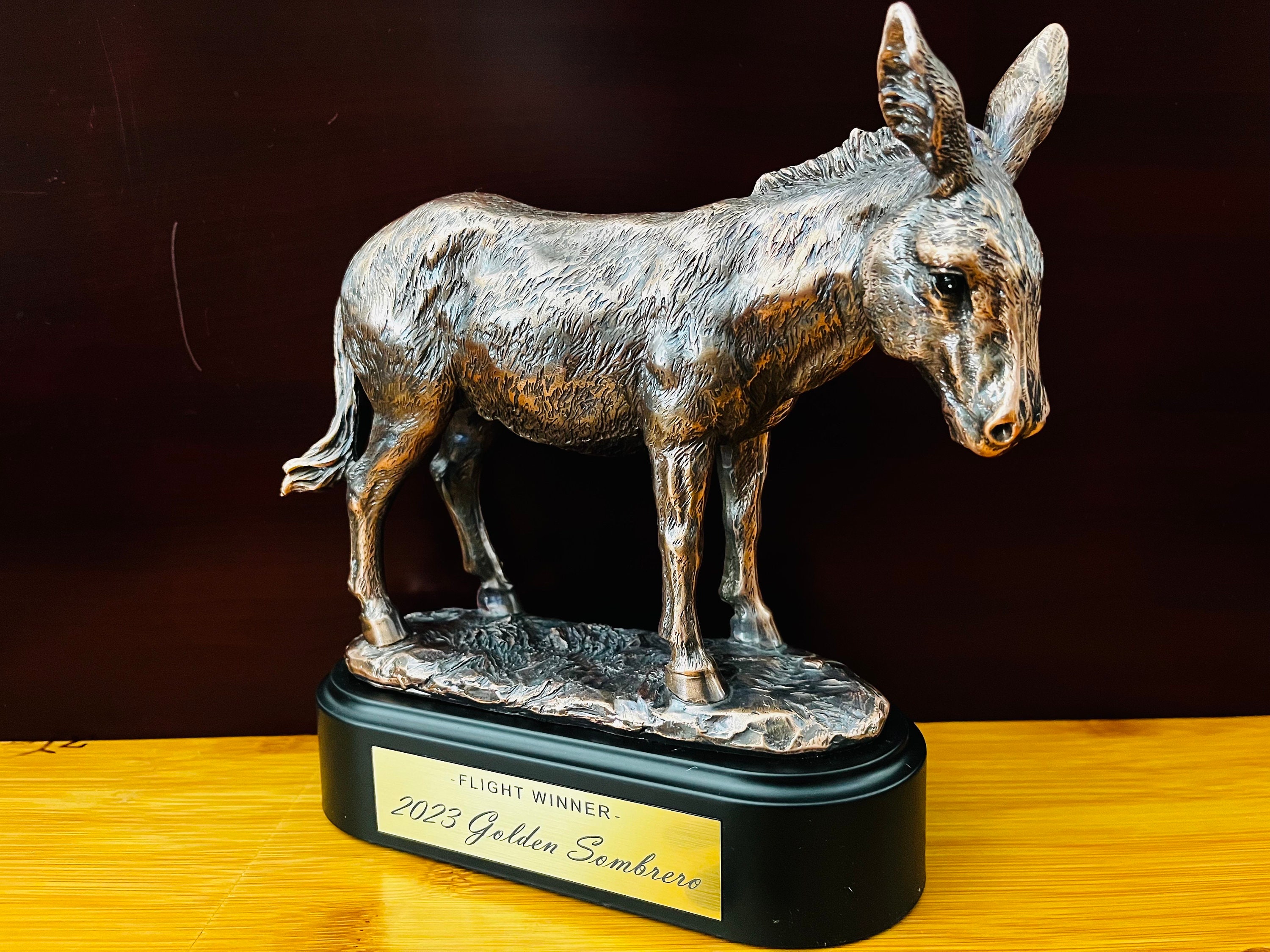 Bronze Finish Donkey Sculpture on Base, Blank for Home and Office Decor ...