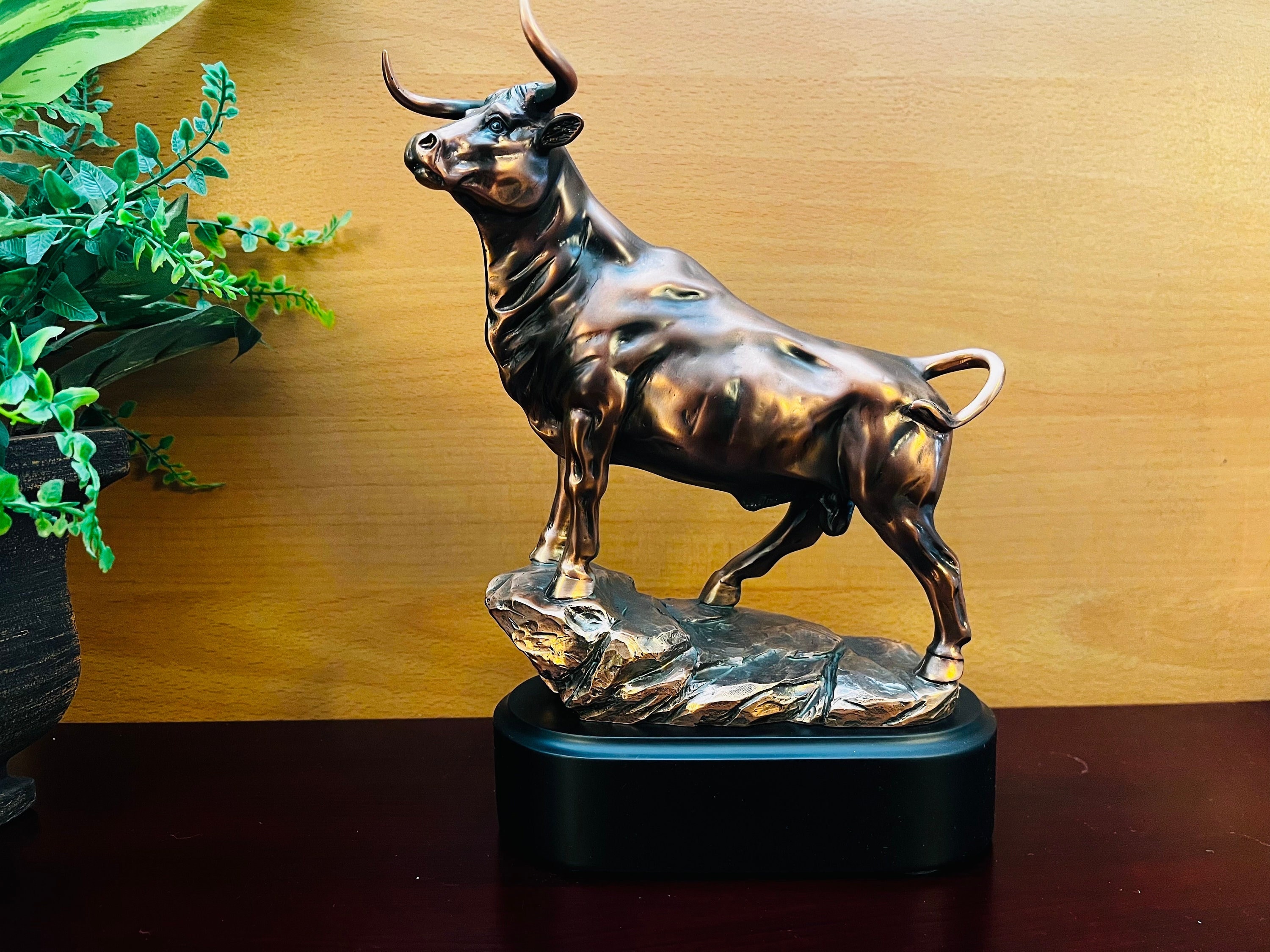 Bronze Bull Sculpture on Base, Blank for Home and Office Decor, Add ...