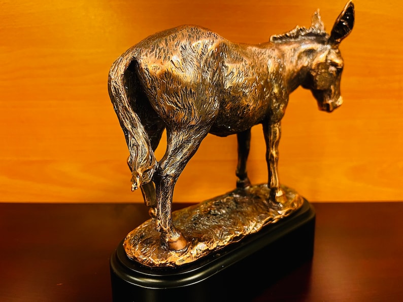 Bronze Finish Donkey Sculpture on Base, Blank for Home and Office Decor ...