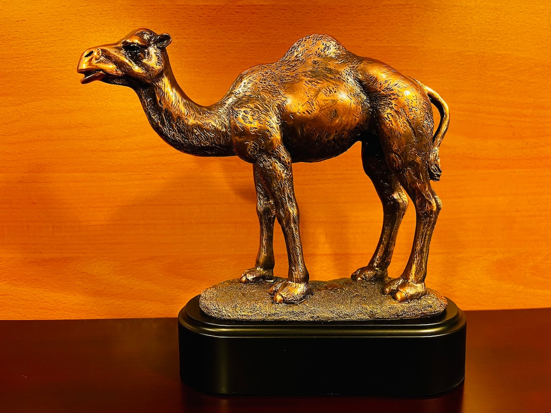 Bronze Finish Camel With One Hump Sculpture on Base, Blank for Home ...