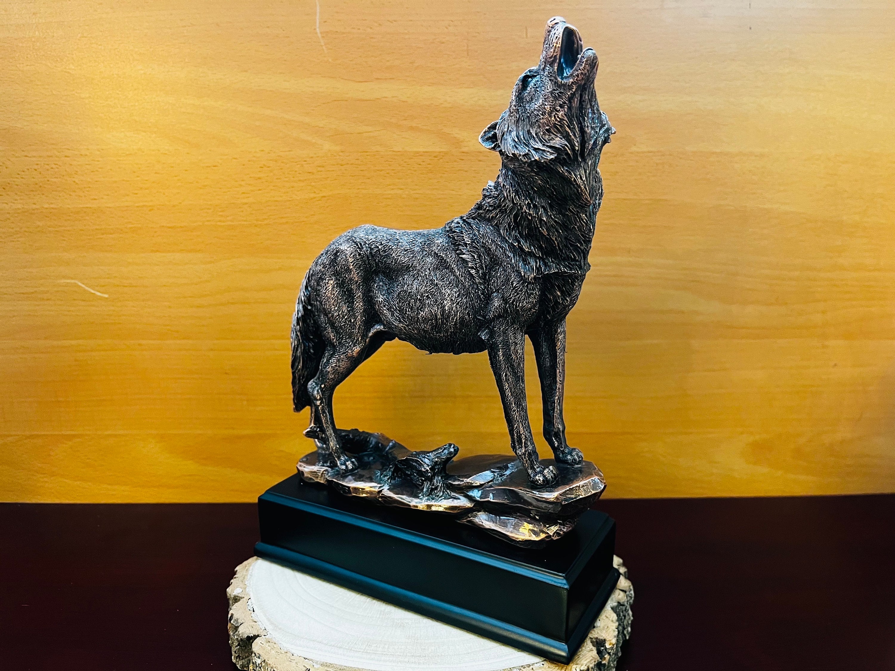 Bronze Wolf Sculpture on Base, Blank for Home and Office Decor, Add ...