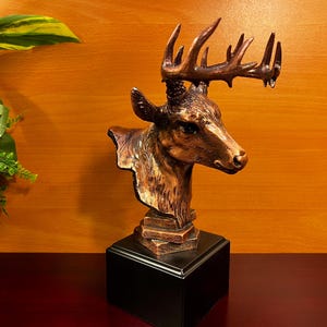 Bronze Deer Head on Base - Etsy