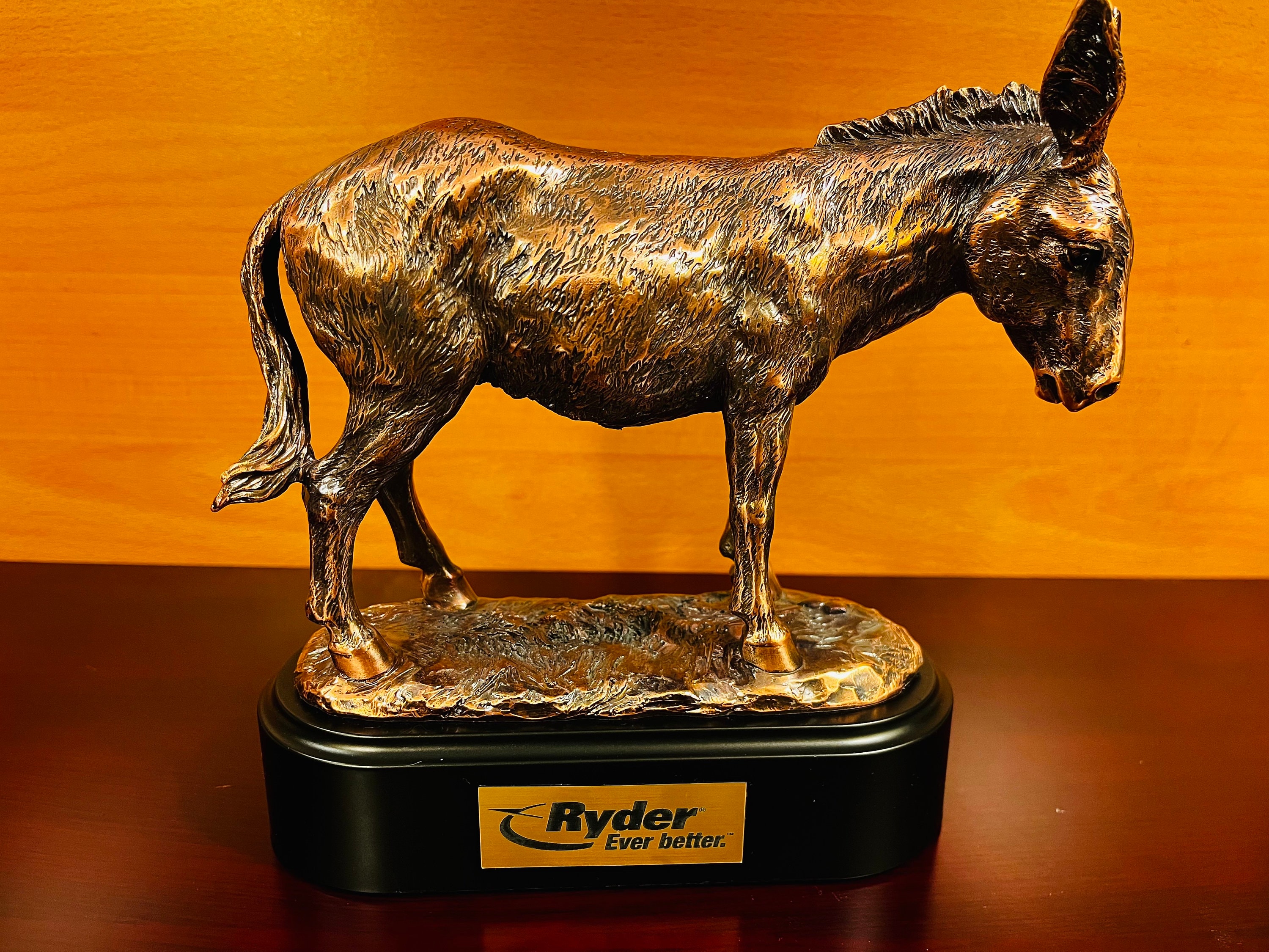 Bronze Finish Donkey Sculpture on Base, Blank for Home and Office Decor ...