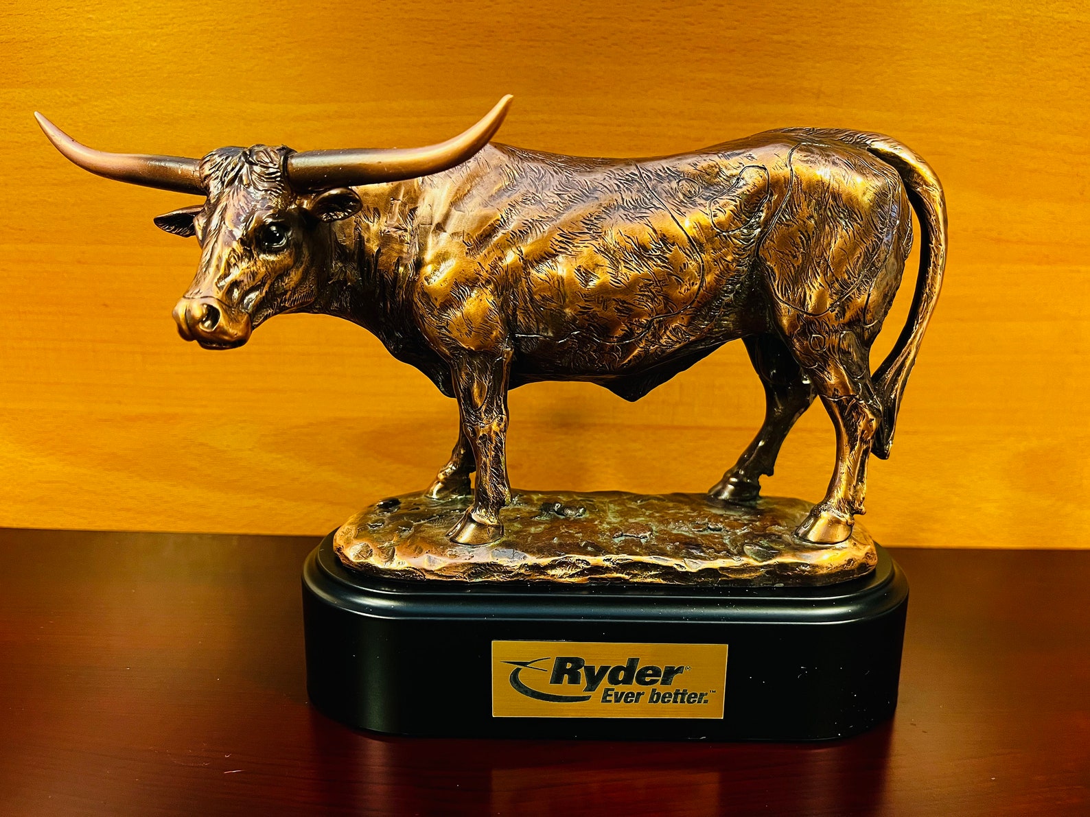 Bronze Longhorn Sculpture on Base, Blank for Home and Office Decor, Add ...