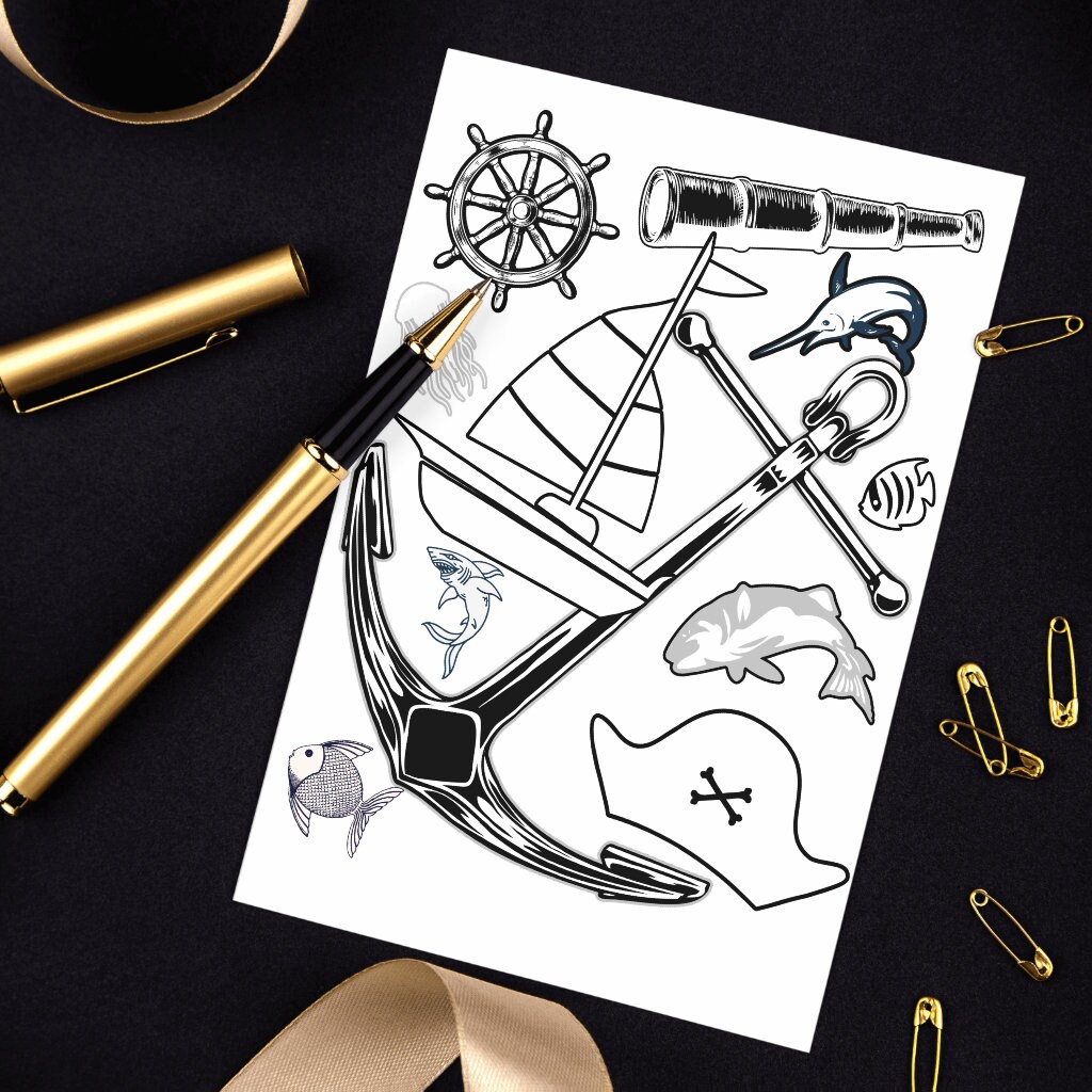 Nautical Coloring Page Teacher Ocean Color Class Page Sea Digital ...