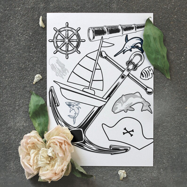 Nautical Coloring Page Teacher Ocean Color Class Page Sea Digital ...