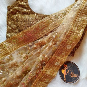 Golden Soft Net Sequence Embroidery Saree, Saree for USA Women,net ...