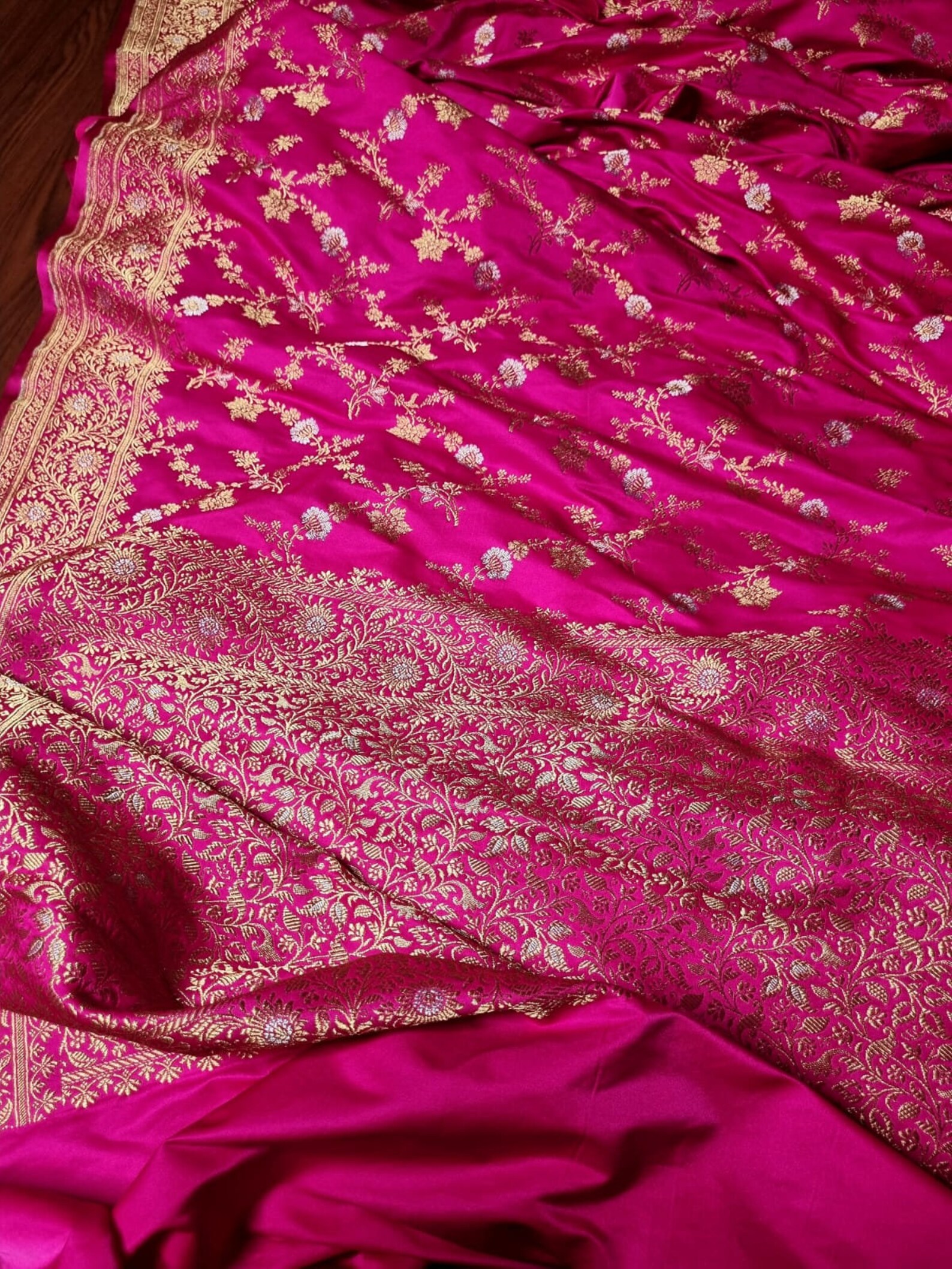 Pure Katan Silk Banarasi Saree With Triple Minakari Indian Saree Saree ...