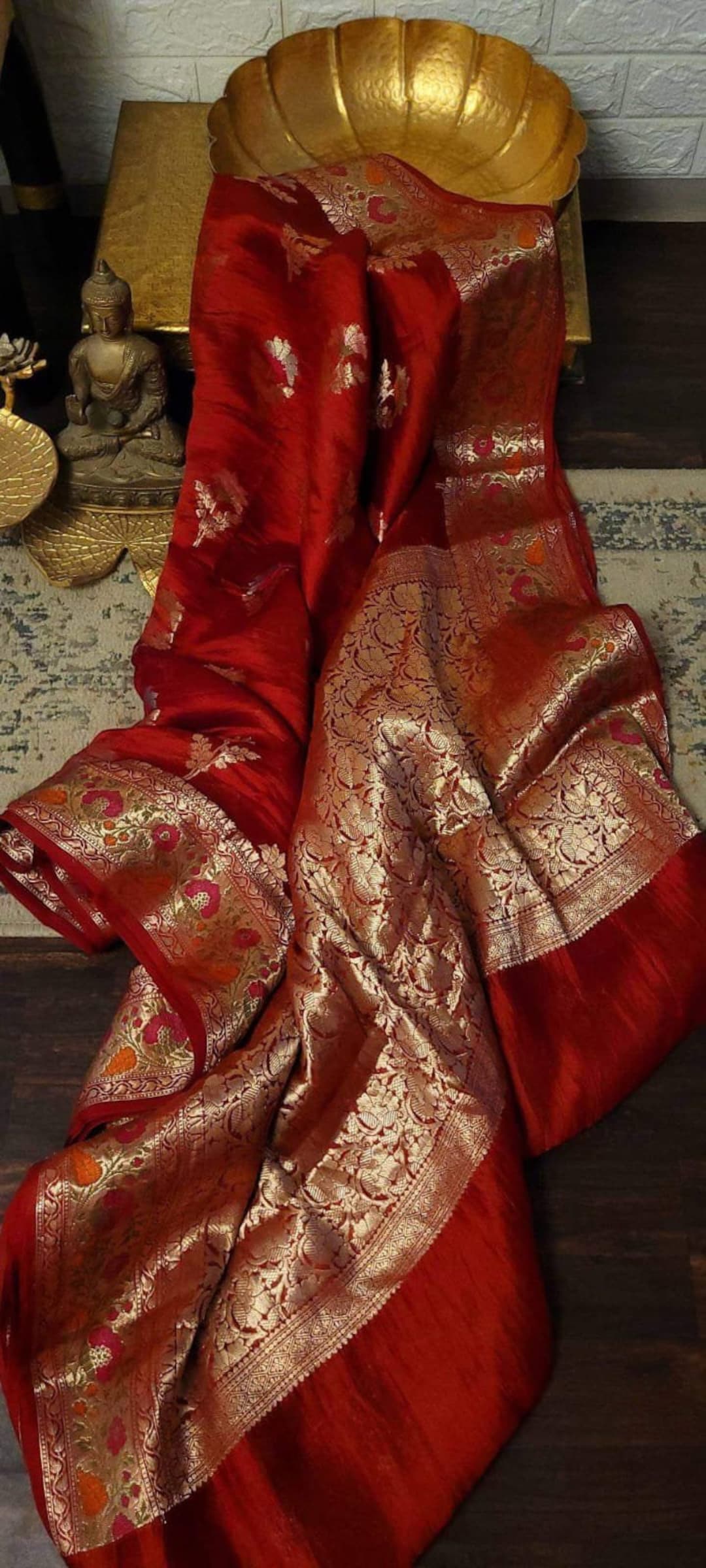 Pure Handloom Dupion Silk Saree With Paithani Work Banarasi Saree With ...