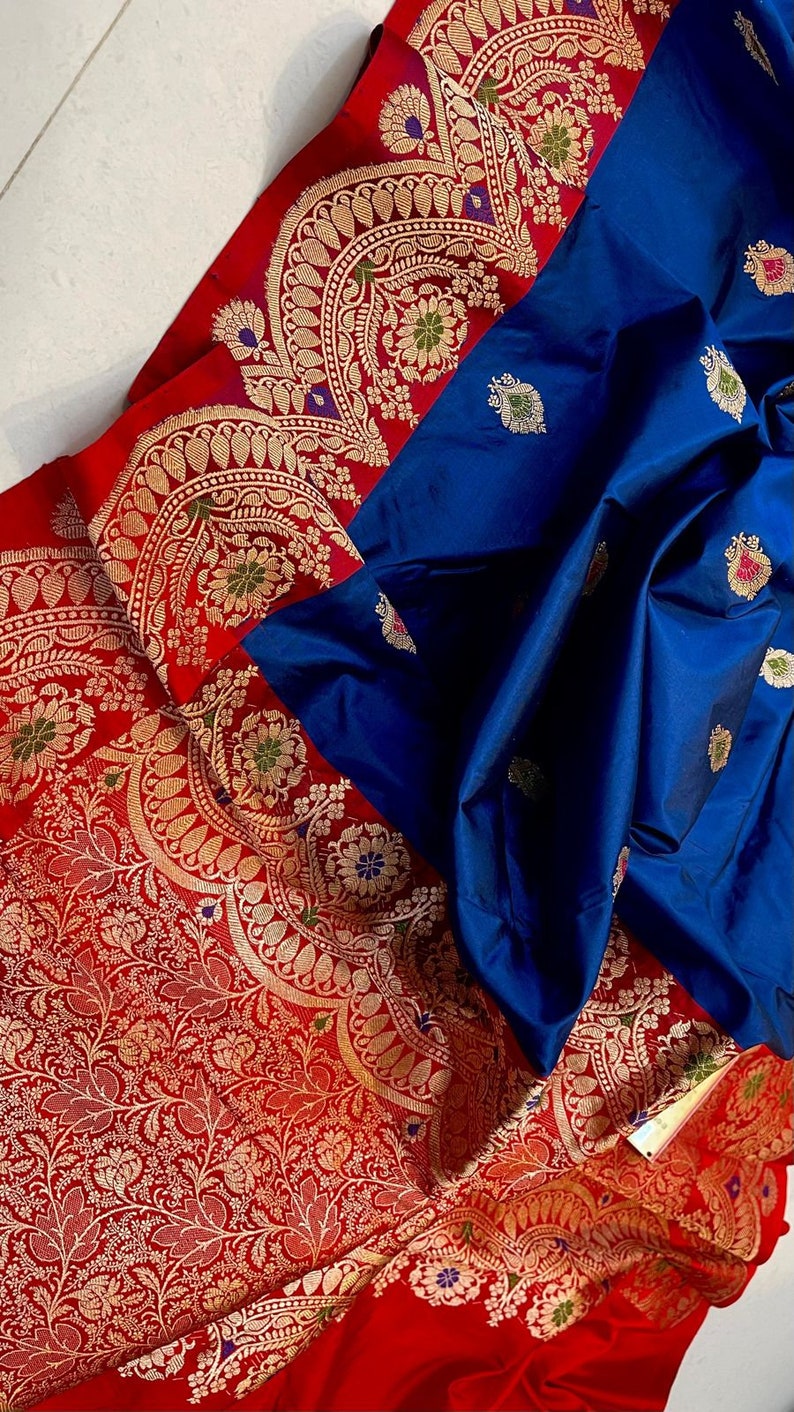 Pure Handloom Banarasi Katan Silk Saree With Meenakari With Silk Mark ...