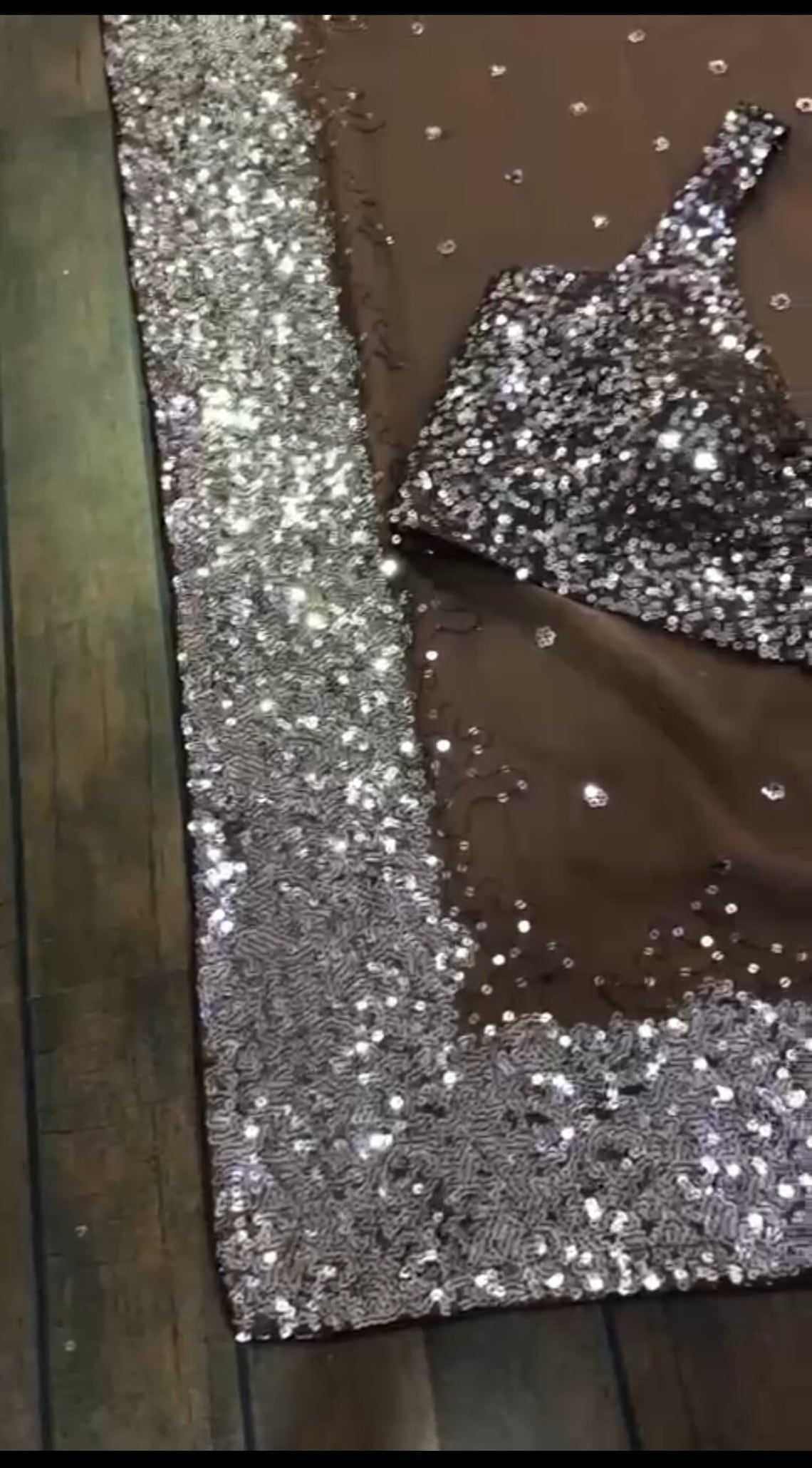 Brown Sequin Georgette Saree With Heavy Sequin Blouse Piece Wedding ...